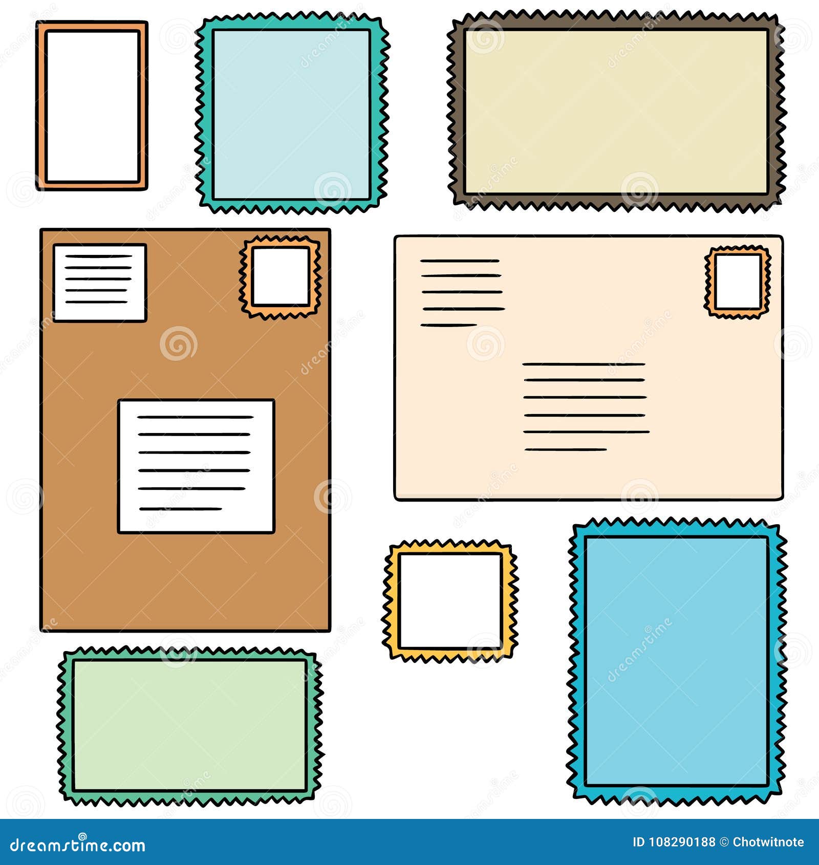 Vector set of stamp stock vector. Illustration of deco - 108290188