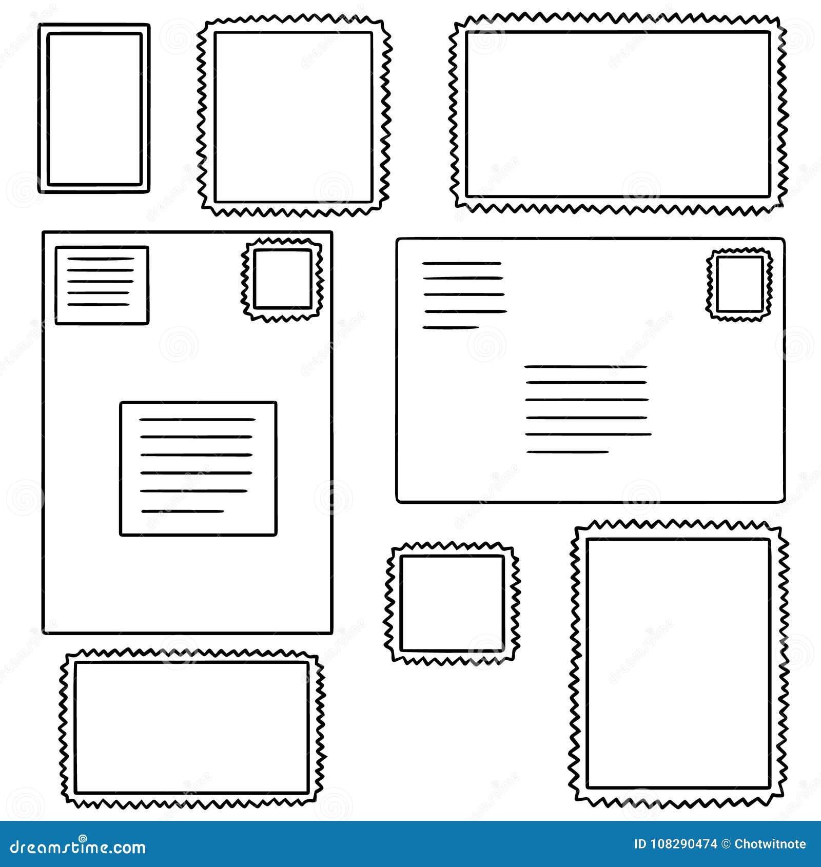 Vector set of stamp stock vector. Illustration of object - 108290474