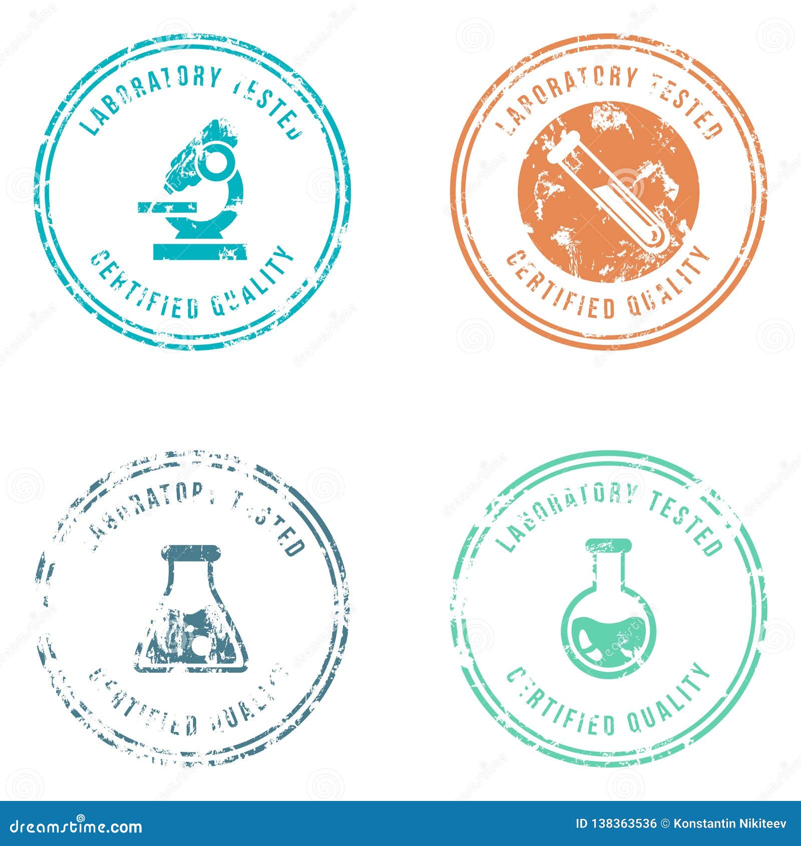 Vector Set of Stamps with Text - Laboratory Tested, Certified Quality ...