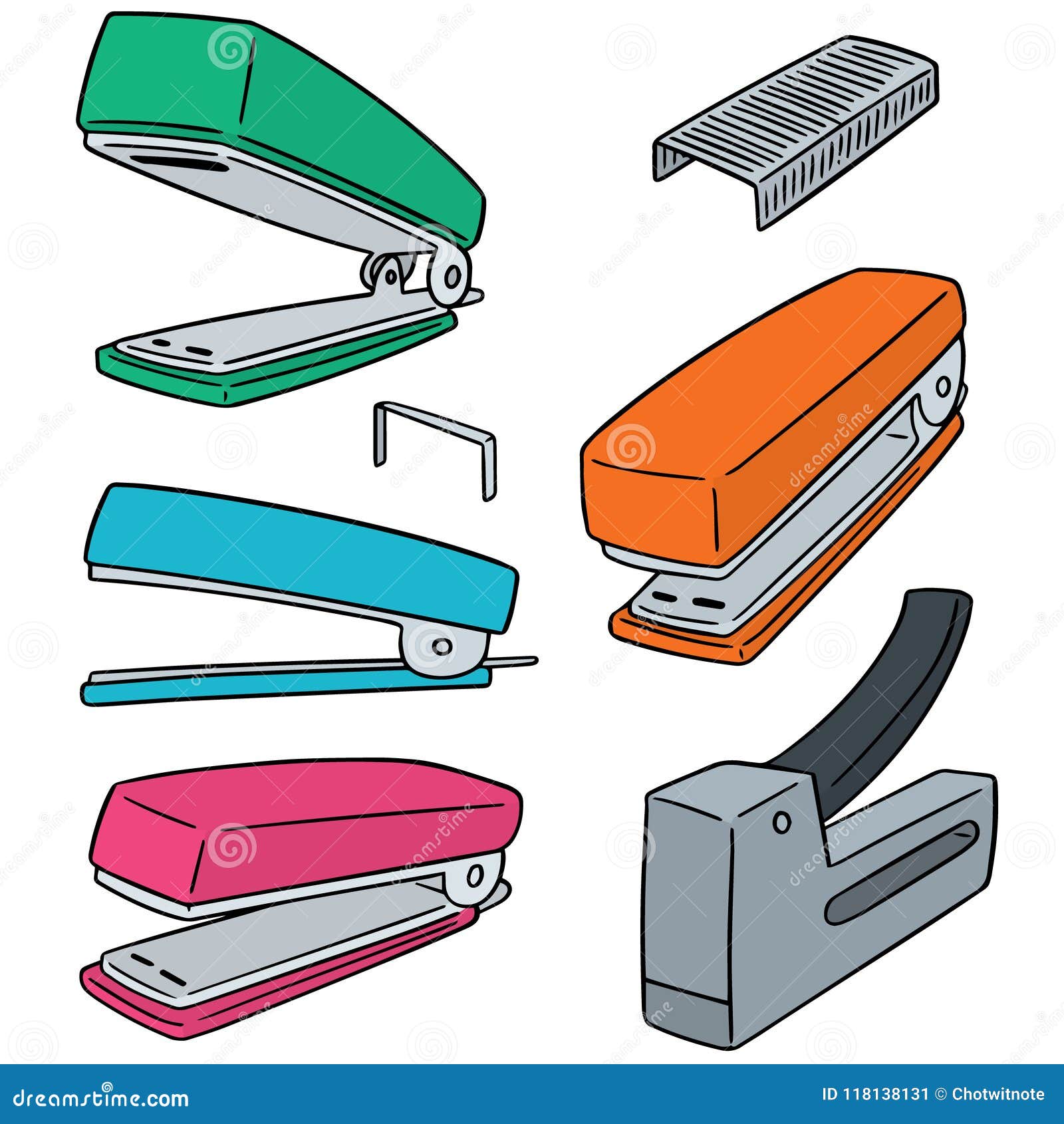 Vector set of stapler stock vector. Illustration of doodle - 118138131
