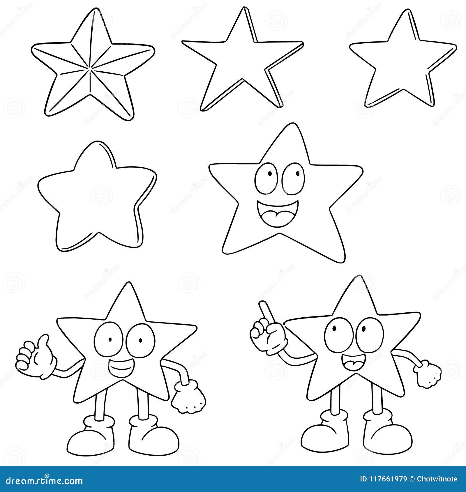 Vector set of star stock vector. Illustration of cartoon - 117661979