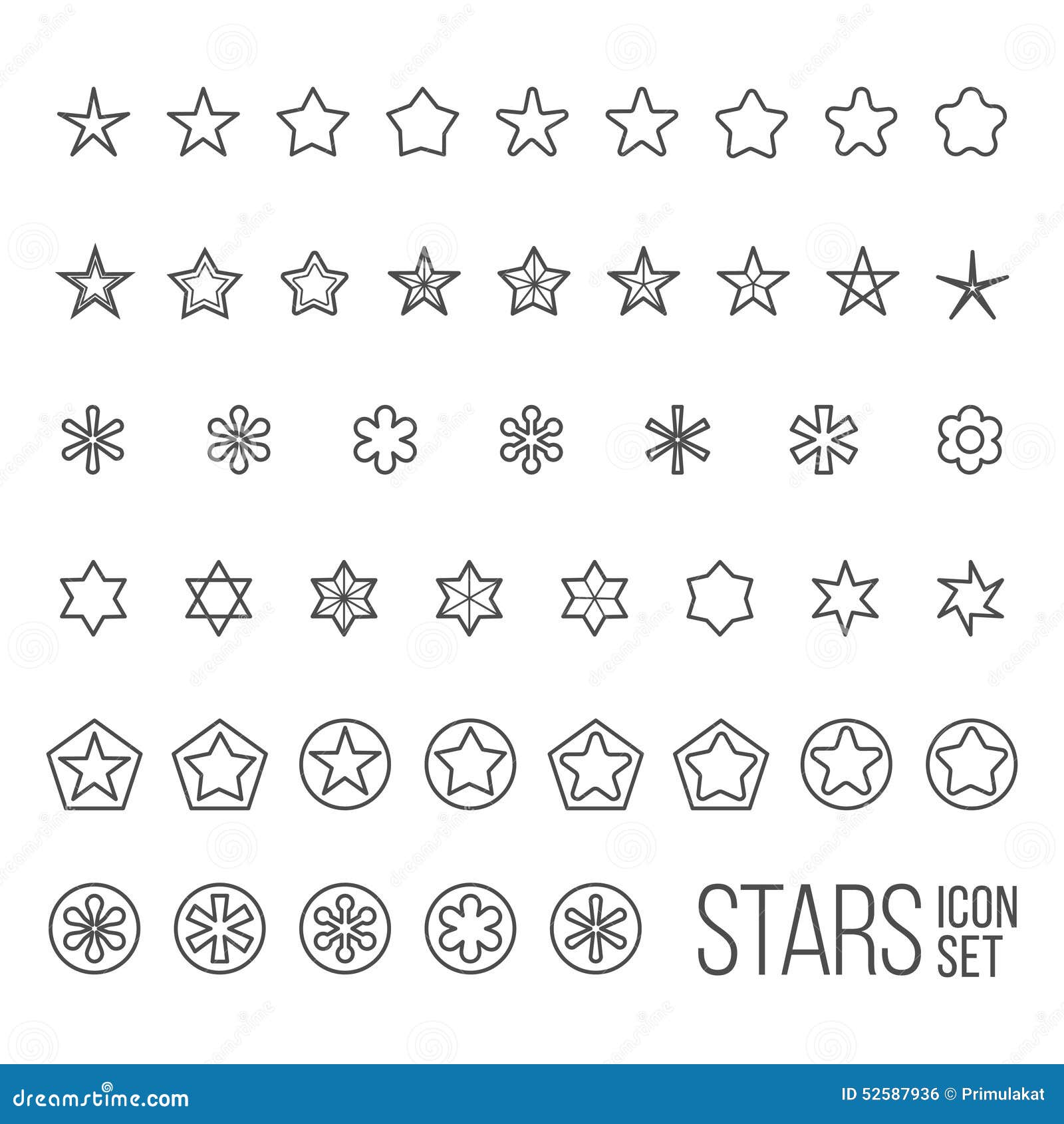 Vector Set of Star Icons and Pictograms Stock Vector - Illustration of ...