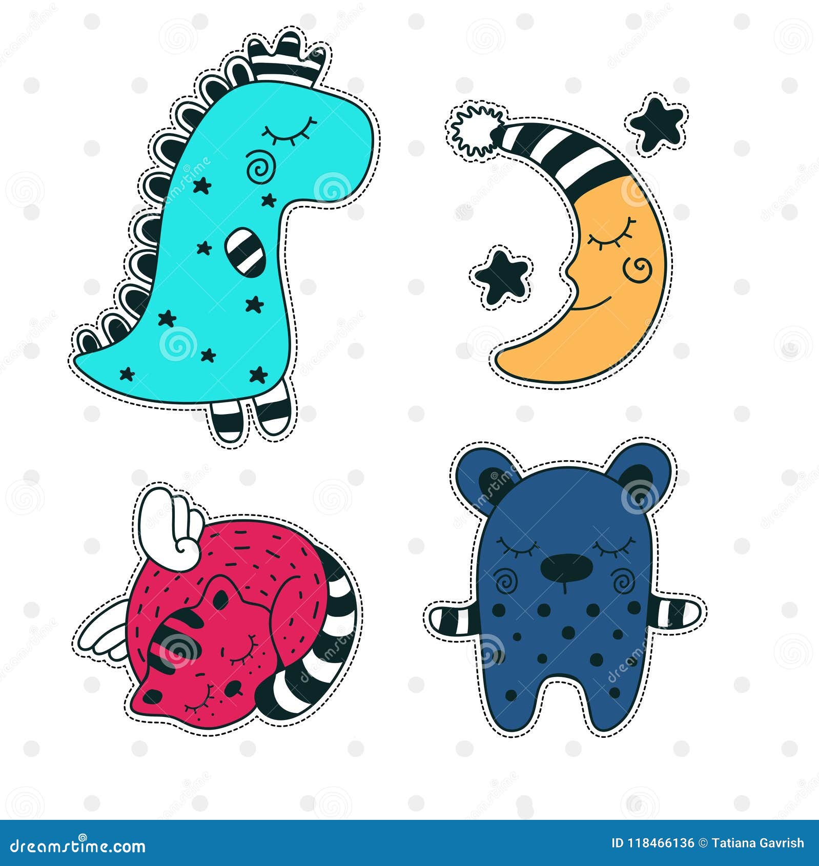 Magic dreams. Stickers stock vector. Illustration of white - 118466136