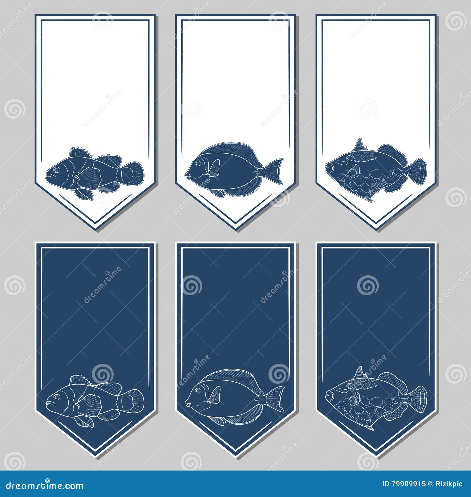 Vector Set of Stickers with Fish. EPS10 Stock Vector - Illustration of ...