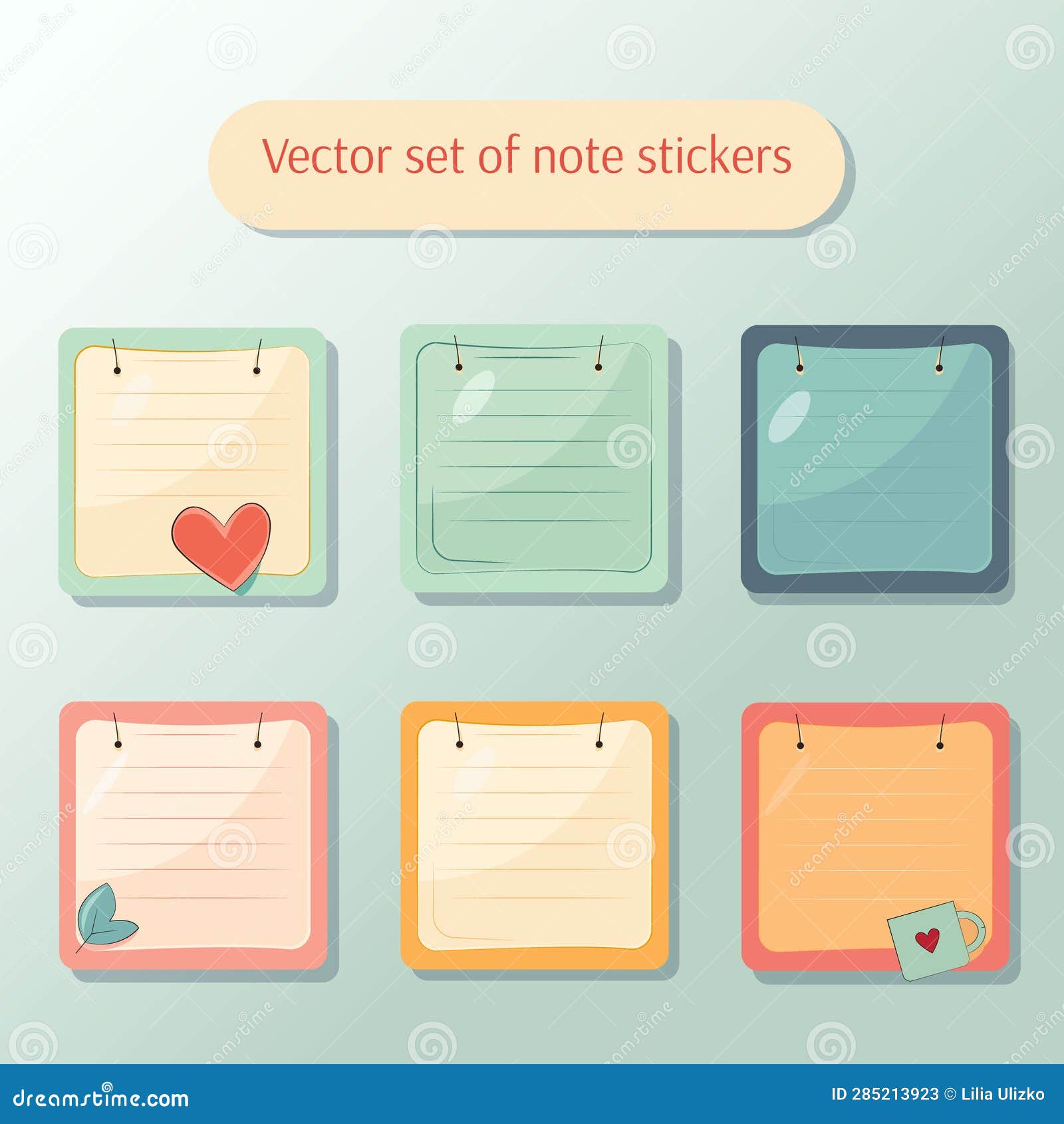 Vector Set of Stickers for Notes in Flat Style. Stock Illustration ...