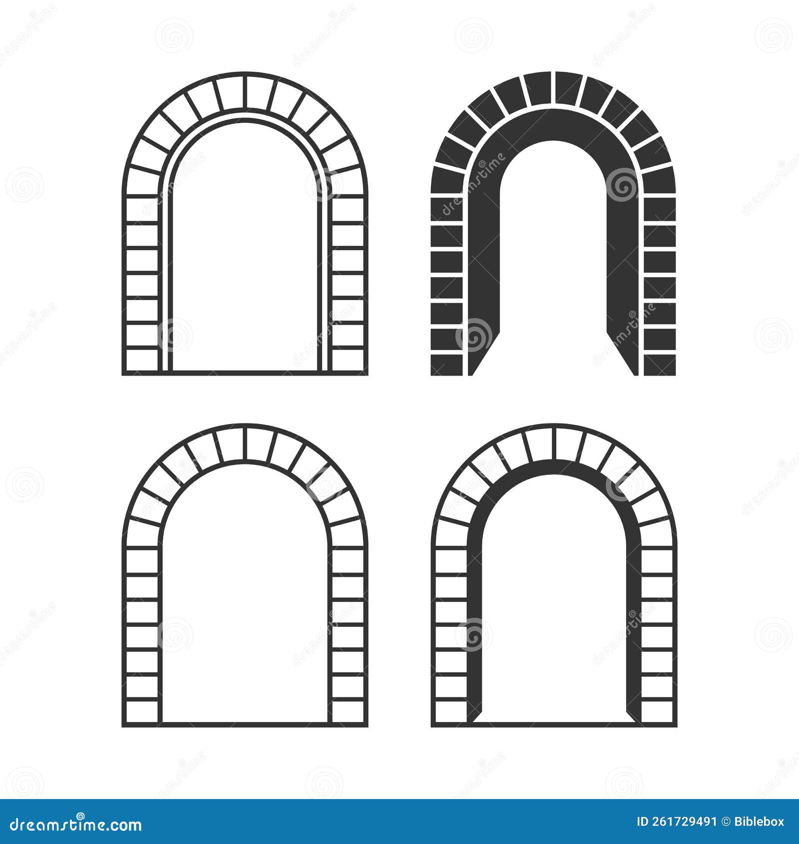 Vector set of stone arches stock vector. Illustration of vector - 261729491