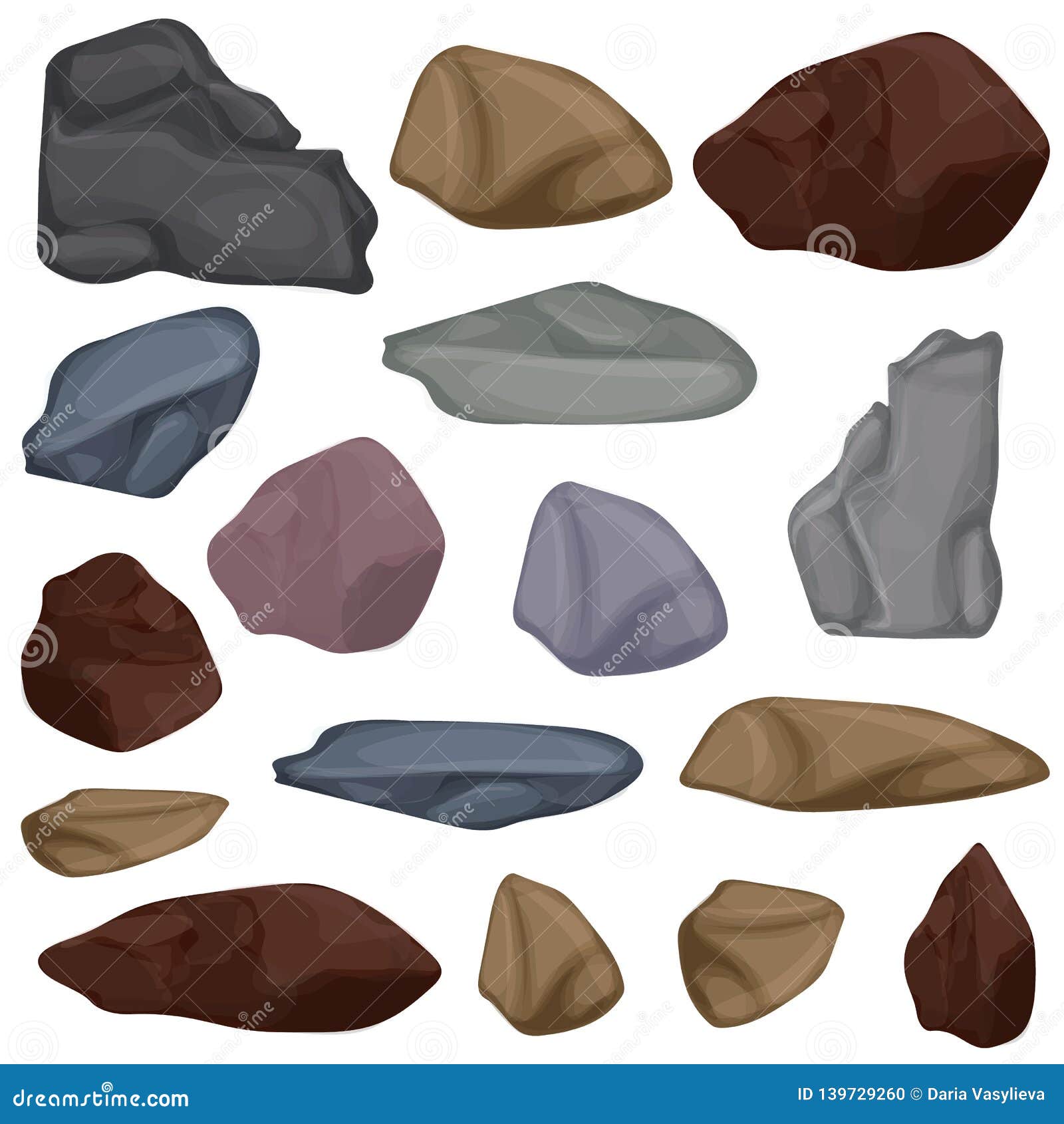 Vector set stones stock illustration. Illustration of design - 139729260