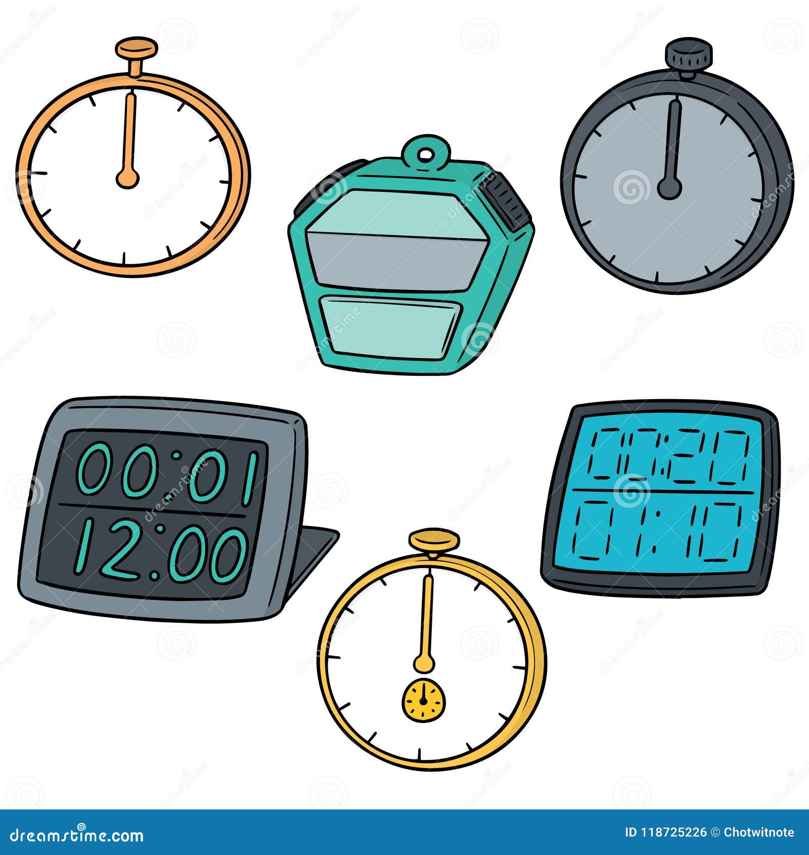Vector set of stop watch stock vector. Illustration of clock - 118725226
