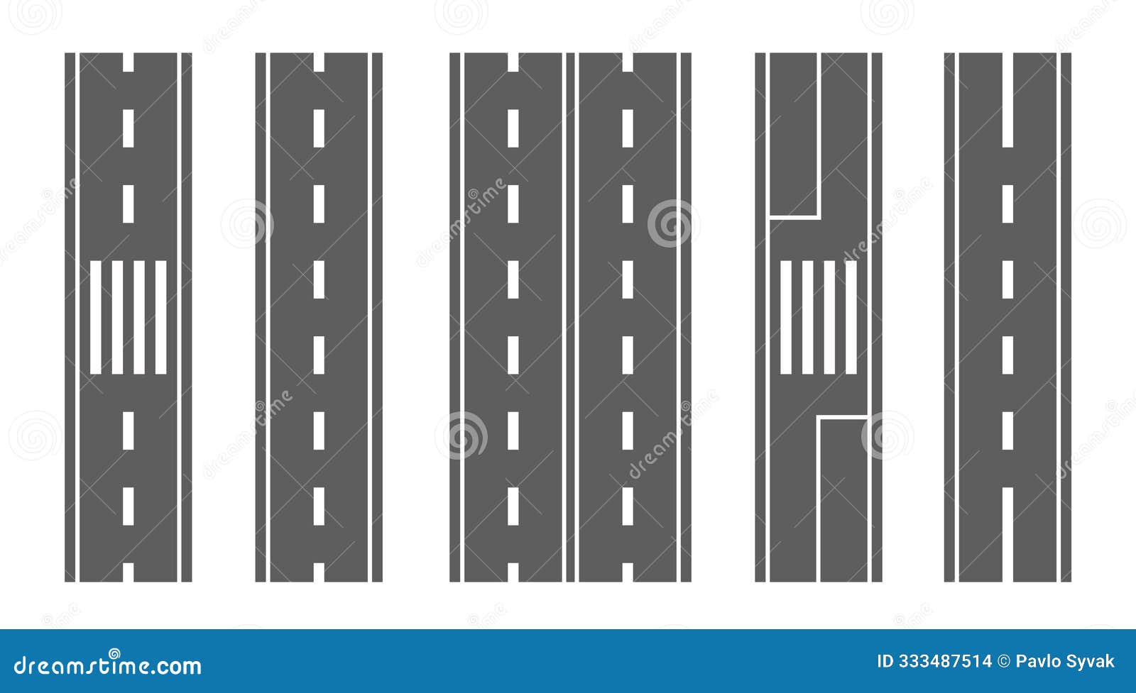Vector Set of Straight Road Section Designs for Urban Planning, City ...