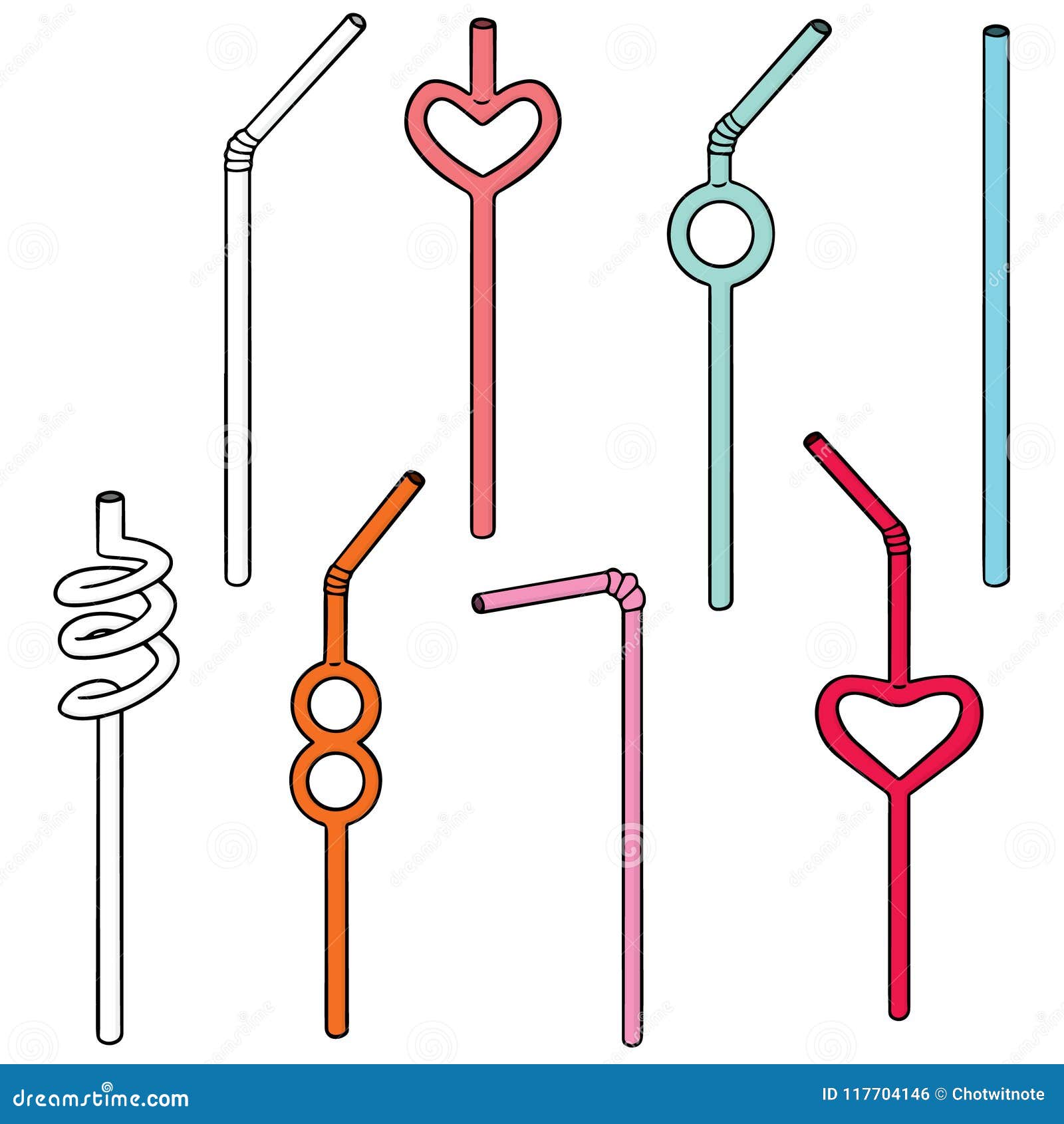 Vector set of straw stock vector. Illustration of icon - 117704146