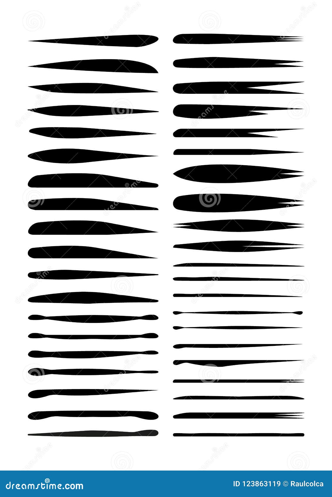 Vector Set of Strokes for Illustrations Isolated on White Background ...