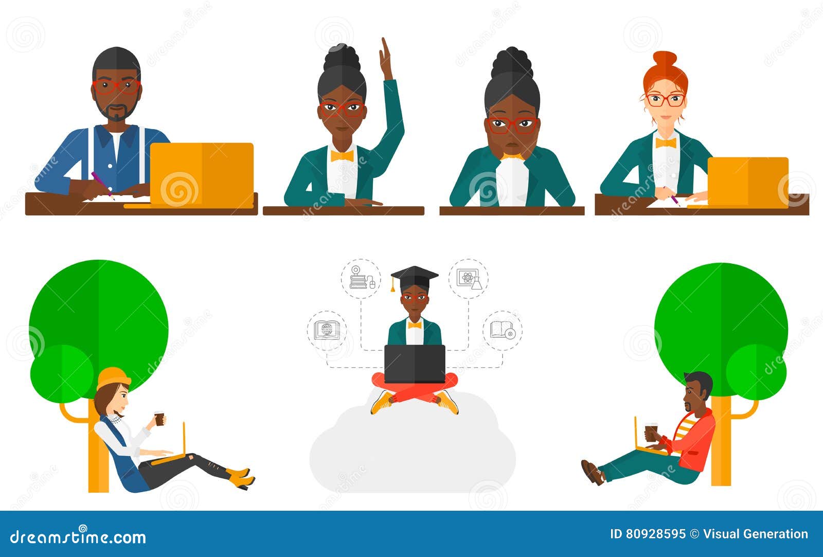 Vector Set of Student Characters. Stock Vector - Illustration of ...