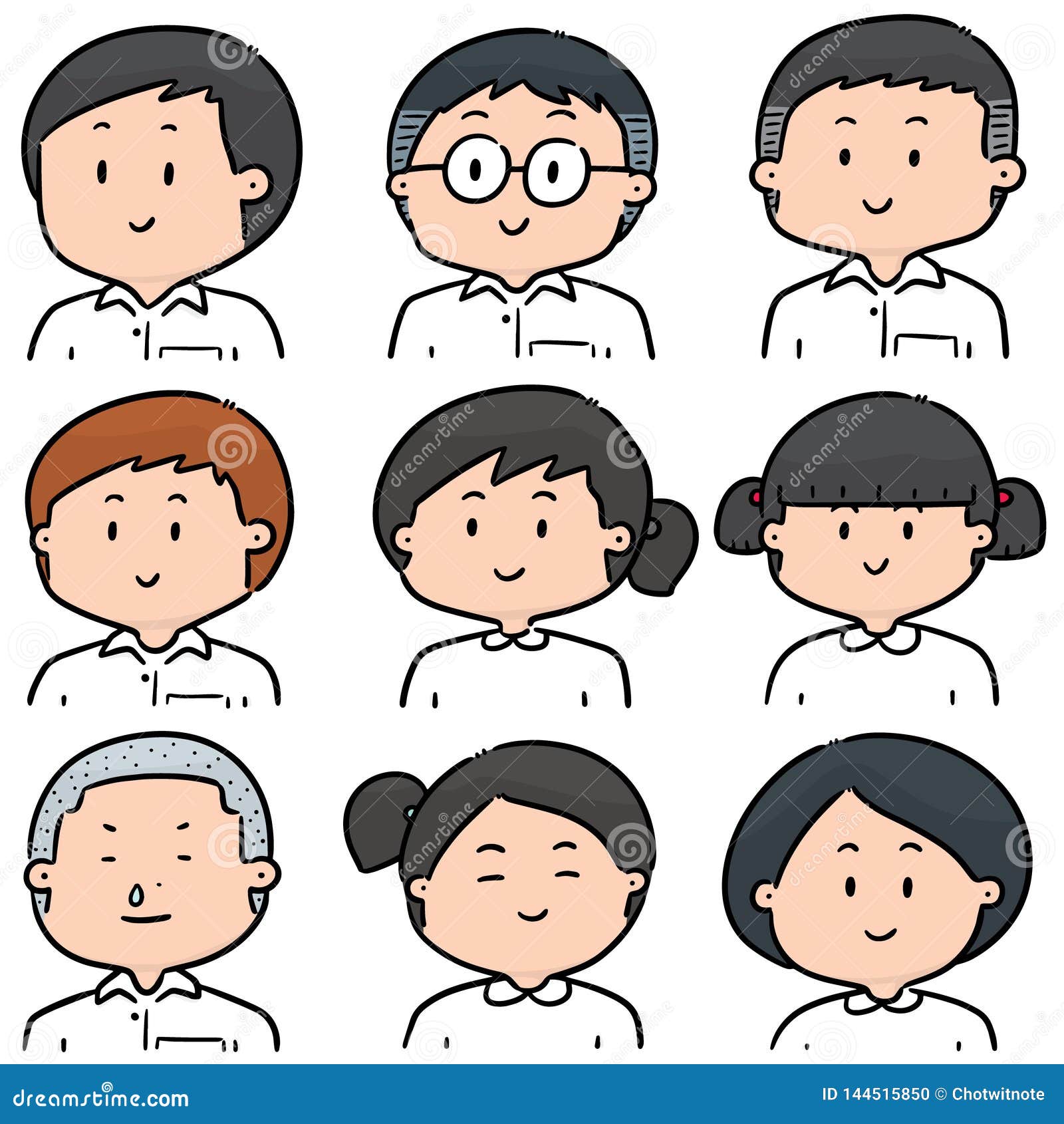 Vector set of student face stock vector. Illustration of character ...