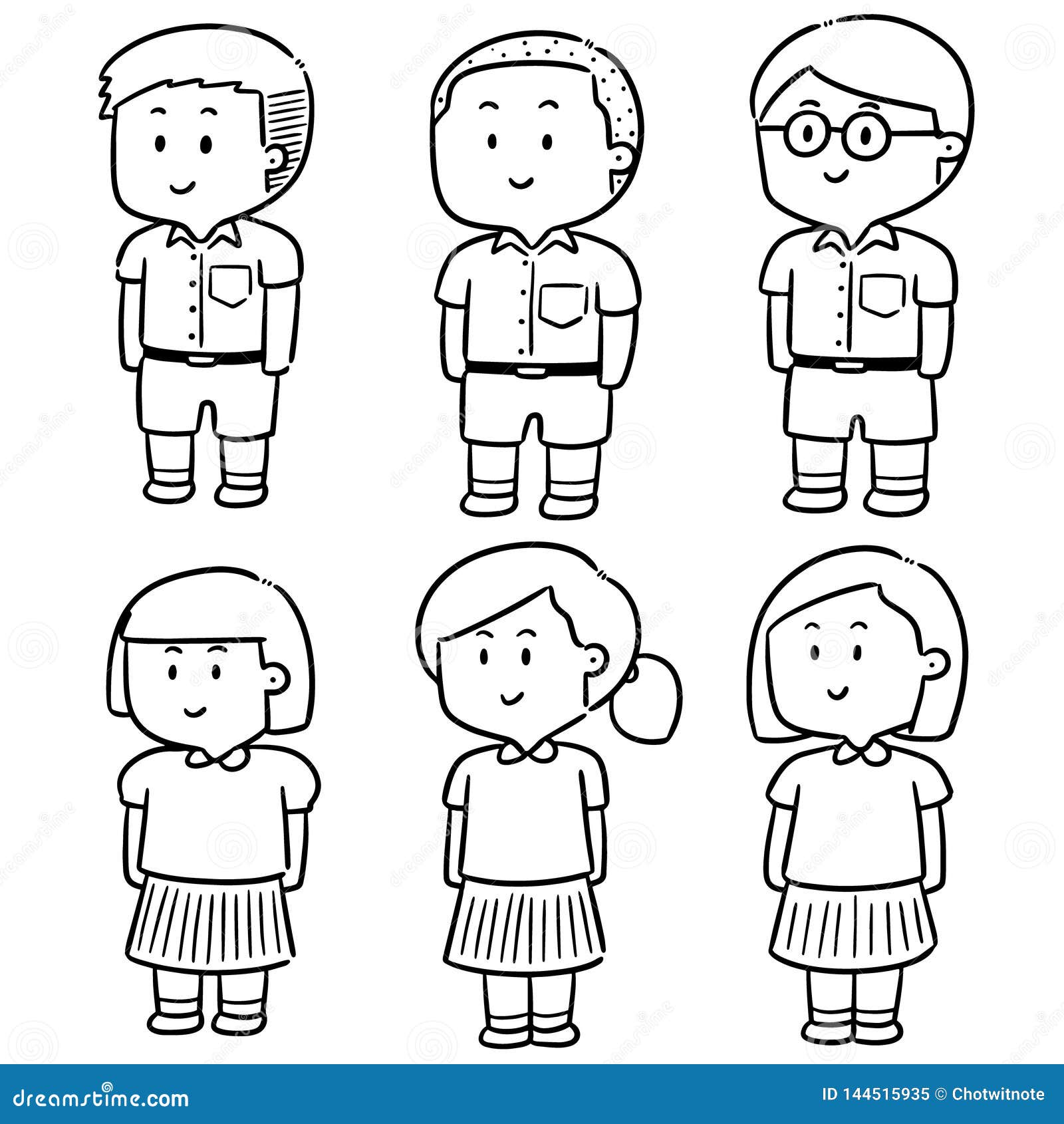 Vector set of student stock vector. Illustration of draw - 144515935
