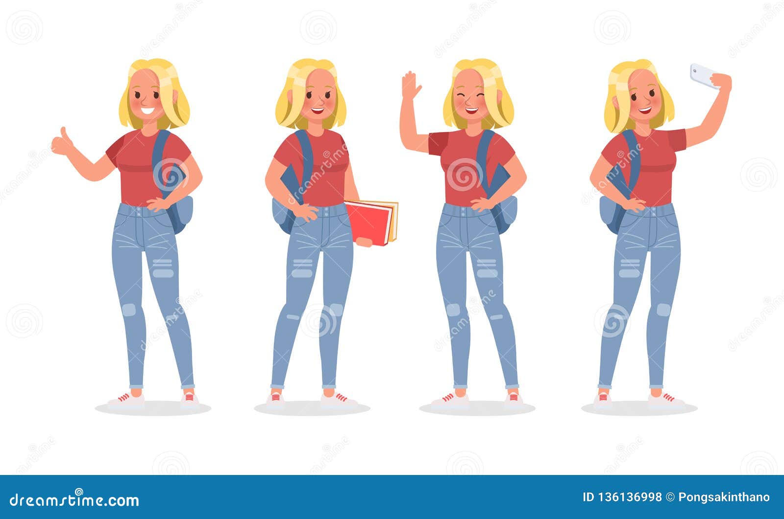 Vector Set of Students Young Woman Character Design. No3 Stock Vector ...