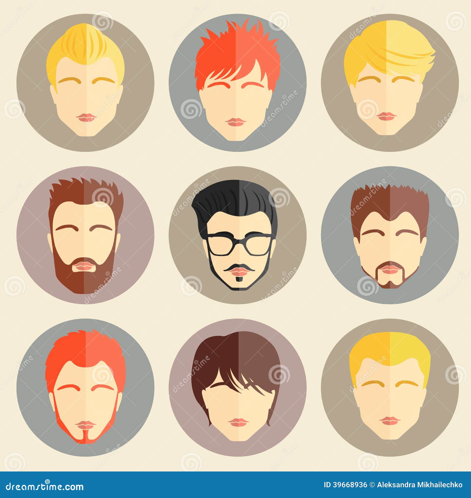 Vector Set of Stylish Guys in Modern Flat Design Stock Vector ...
