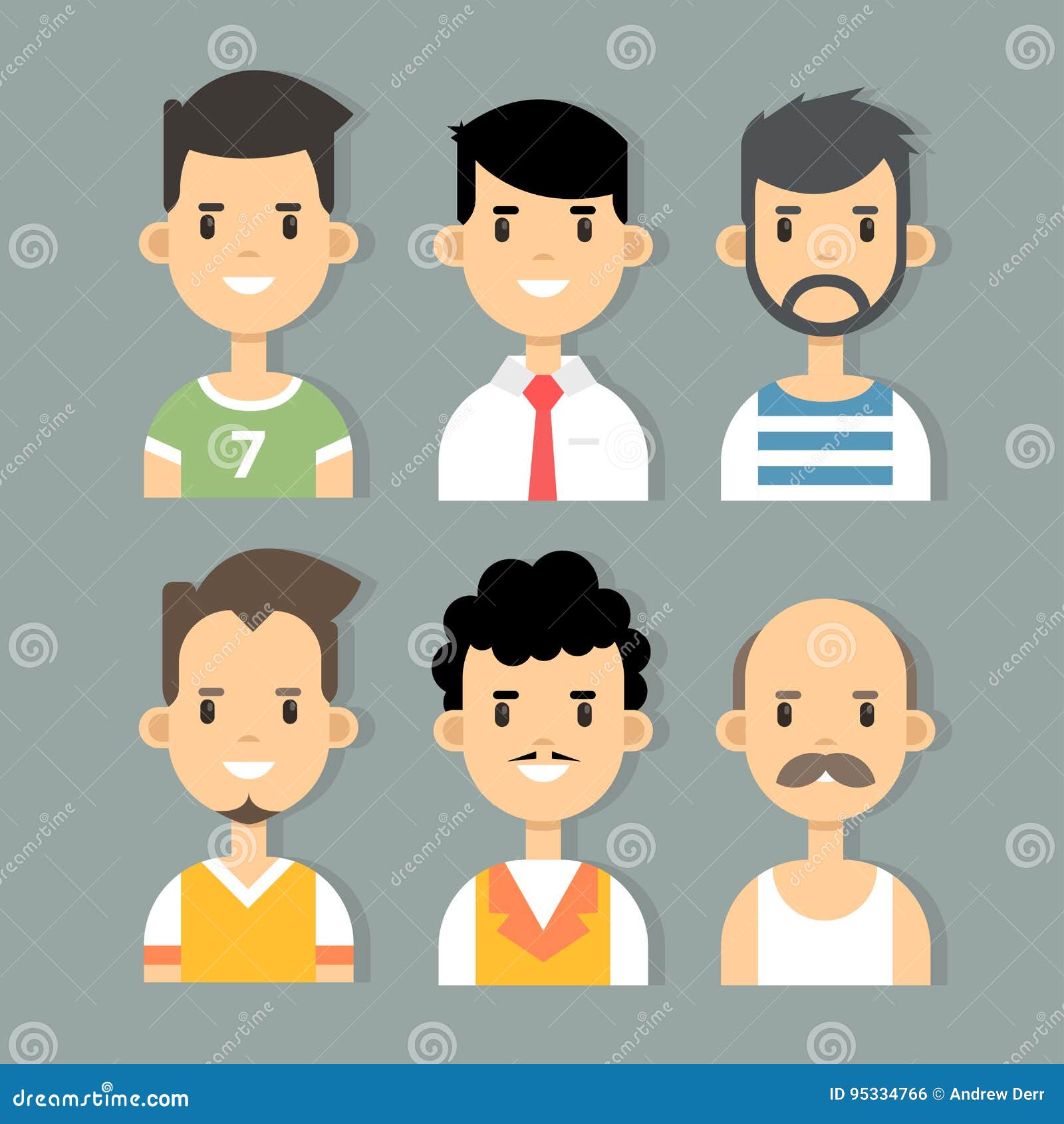 Vector Set of Stylish Male Characters in Modern Flat Design. Stock ...