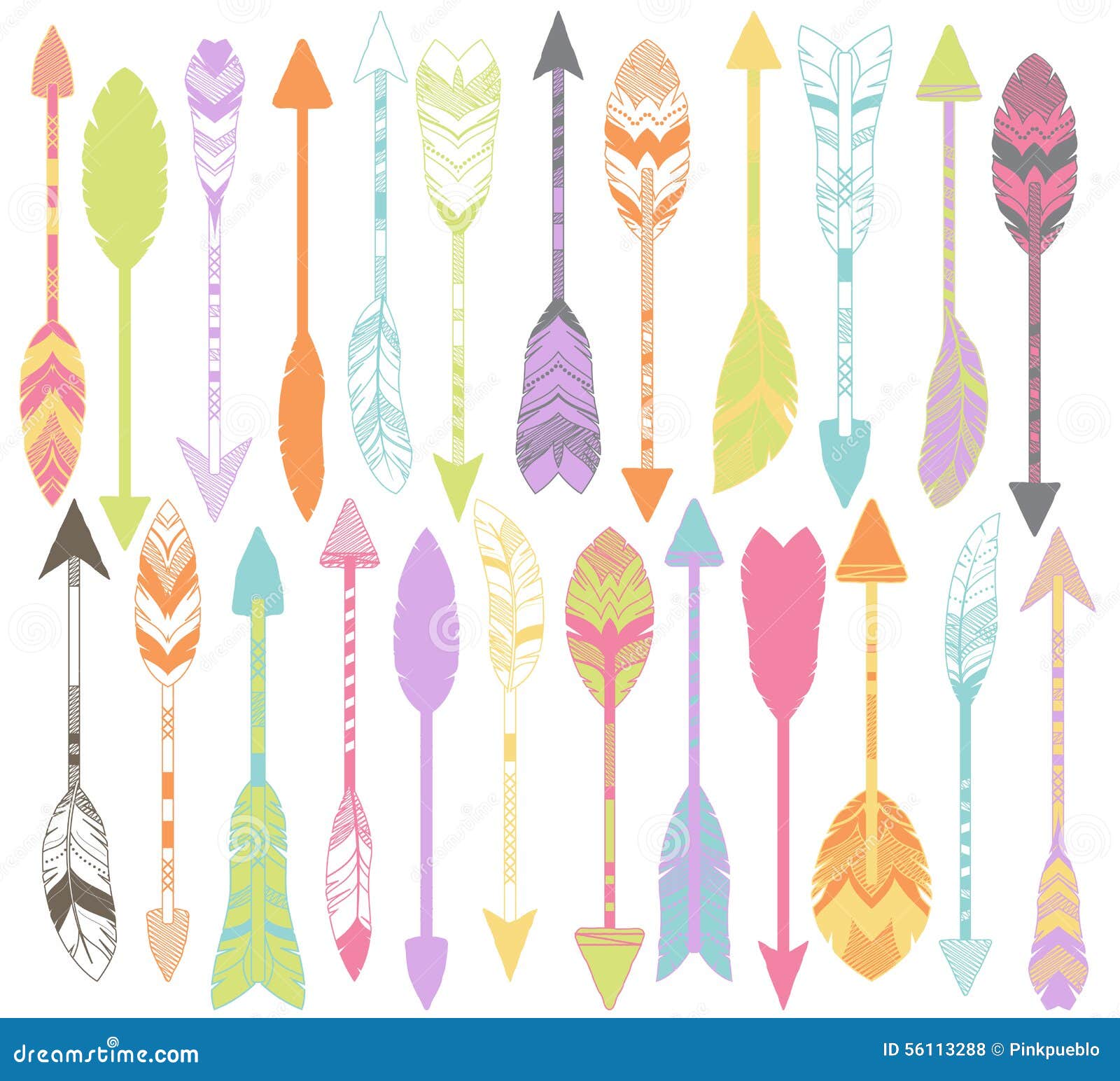 Vector Set of Stylized or Abstract Feather Arrows Stock Vector ...