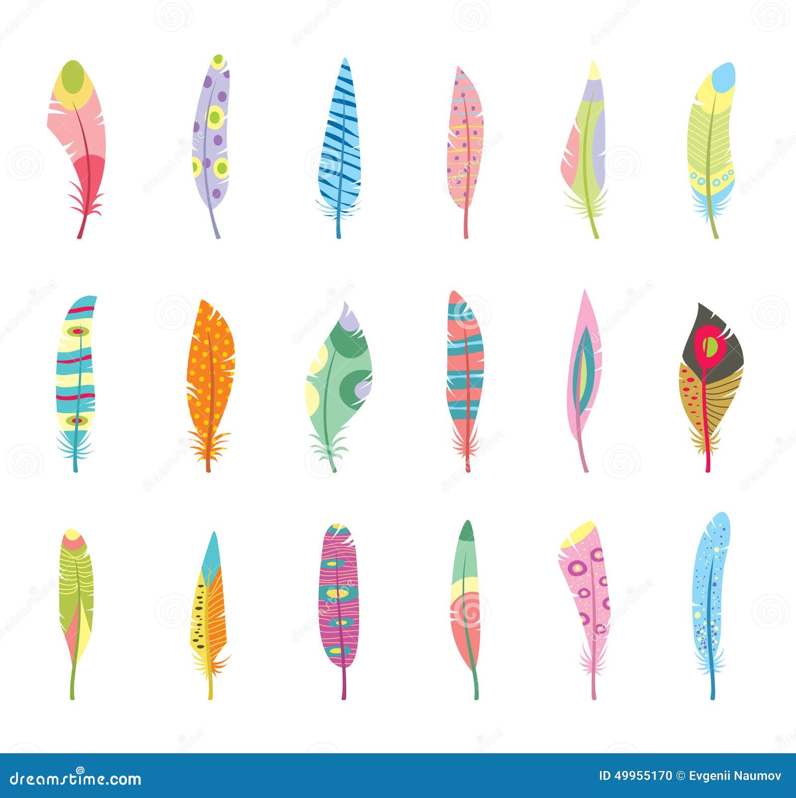 Vector Set of Stylized or Abstract Feathers and Stock Vector ...