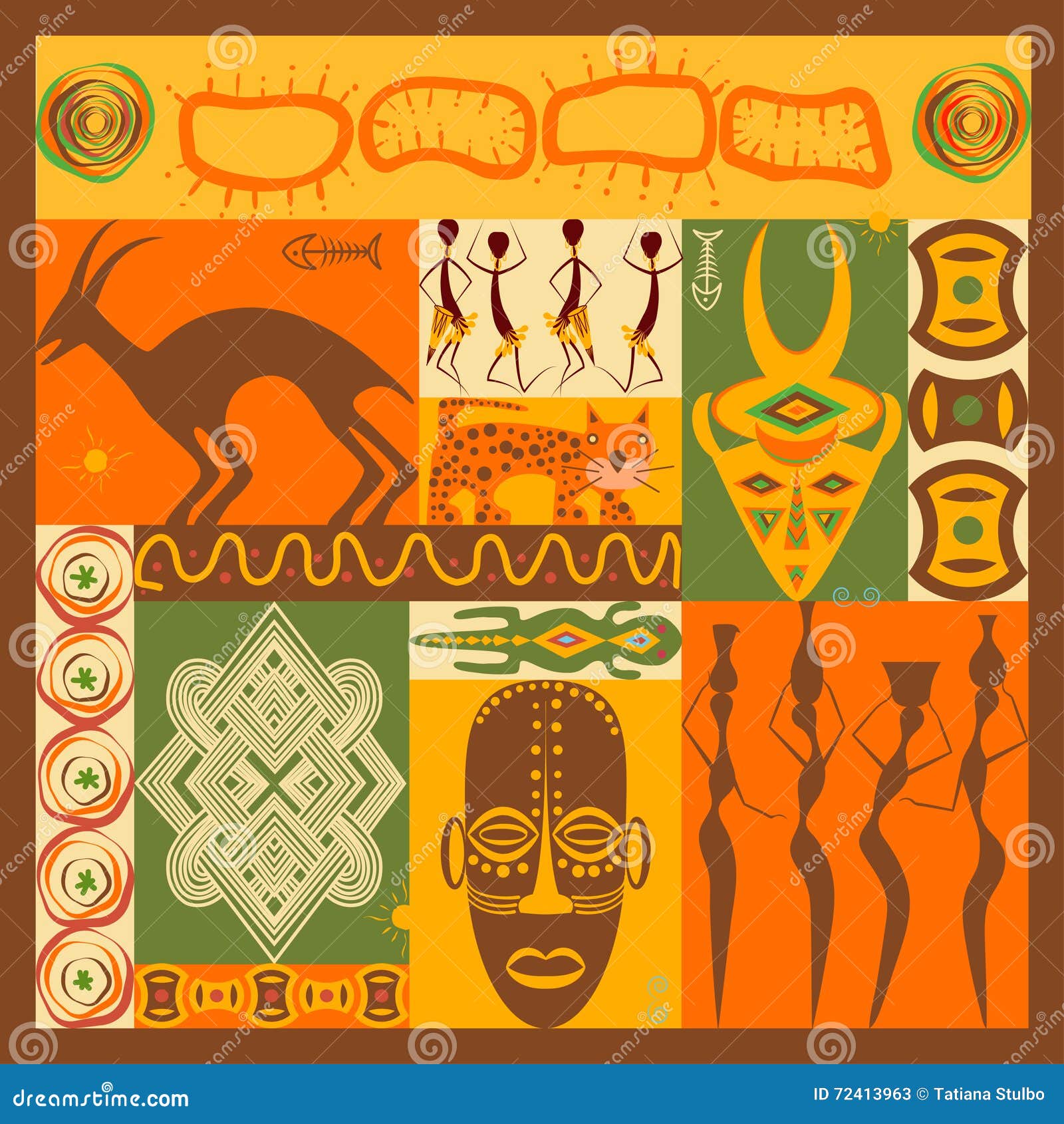 Vector Set of Stylized African Elements and Icons Stock Vector ...