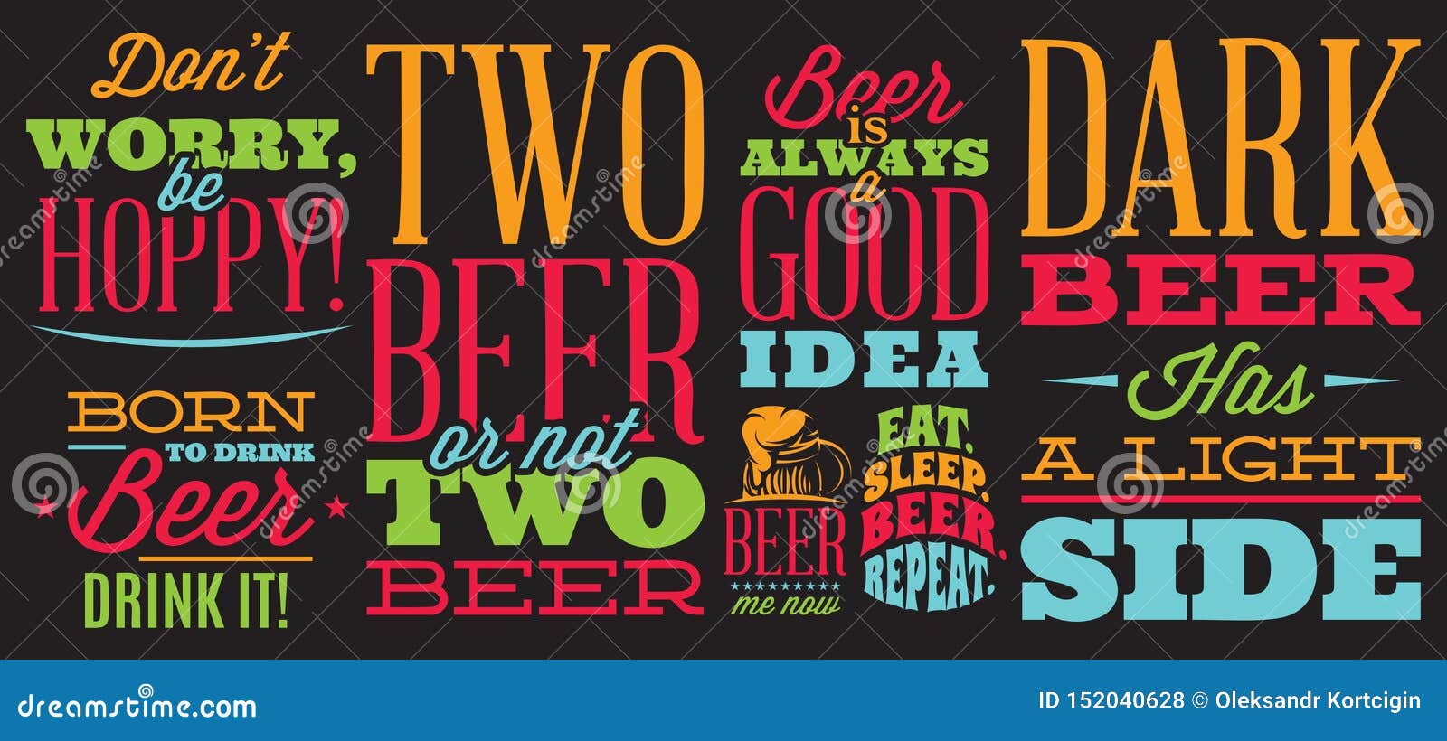 Vector Set of Stylized Quotes on the Topic of Beer. Color Text on a ...