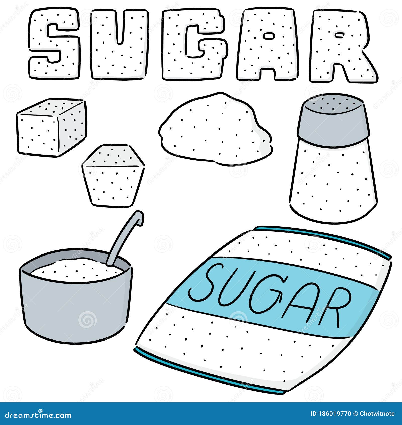 Vector set of sugar stock vector. Illustration of doodle - 186019770
