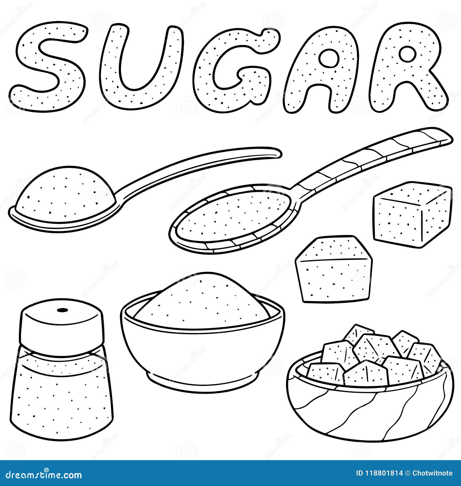 Vector set of sugar stock vector. Illustration of calorie - 118801814