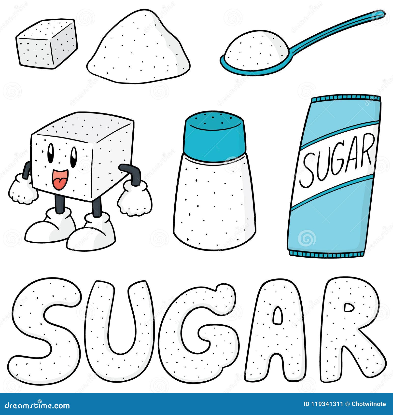 Vector set of sugar stock vector. Illustration of drawn - 119341311
