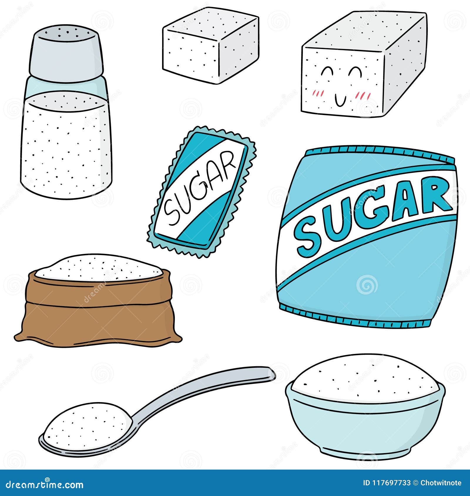 Vector set of sugar stock vector. Illustration of calorie - 117697733