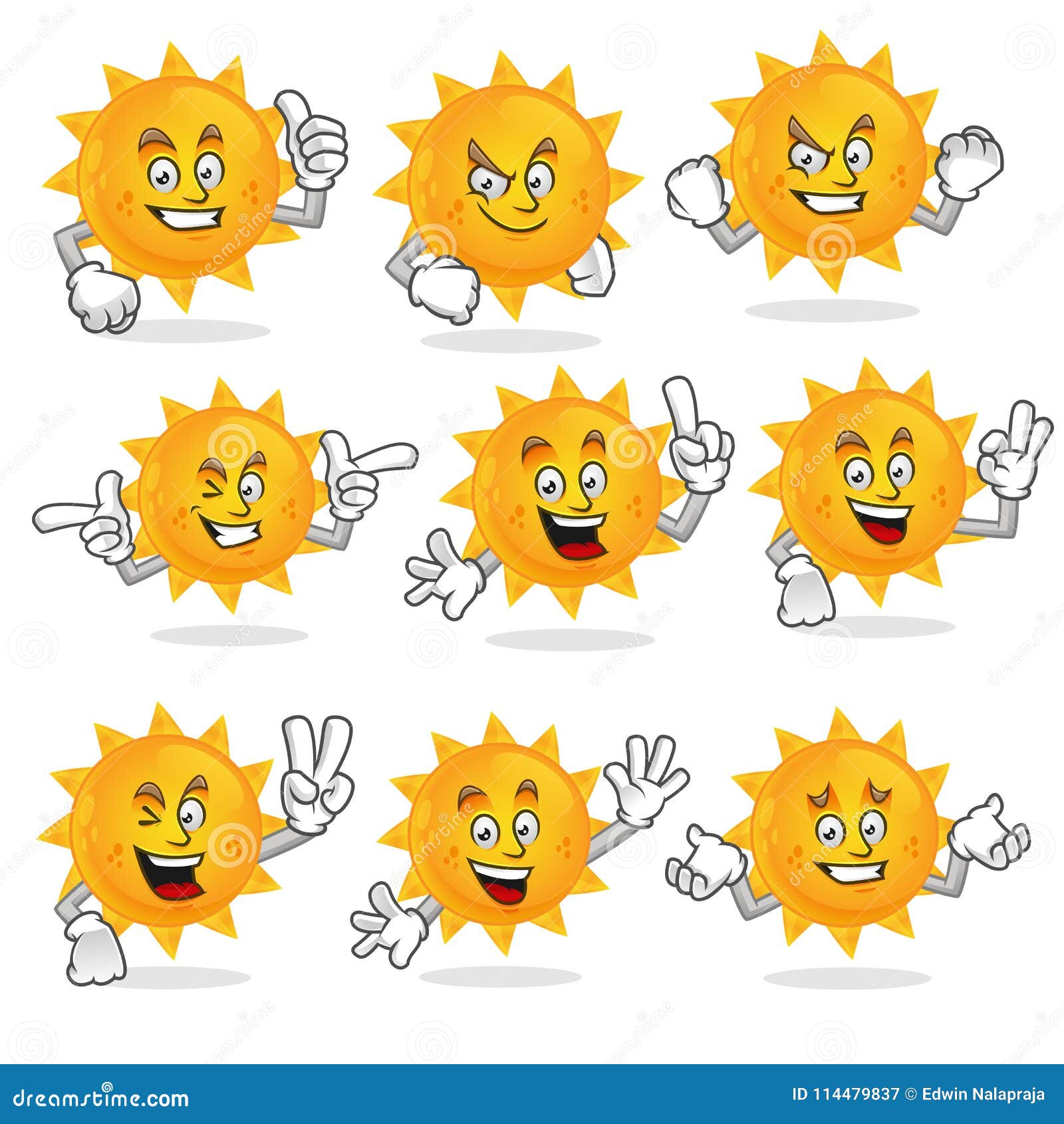 Vector set of sun mascot stock vector. Illustration of beach - 114479837