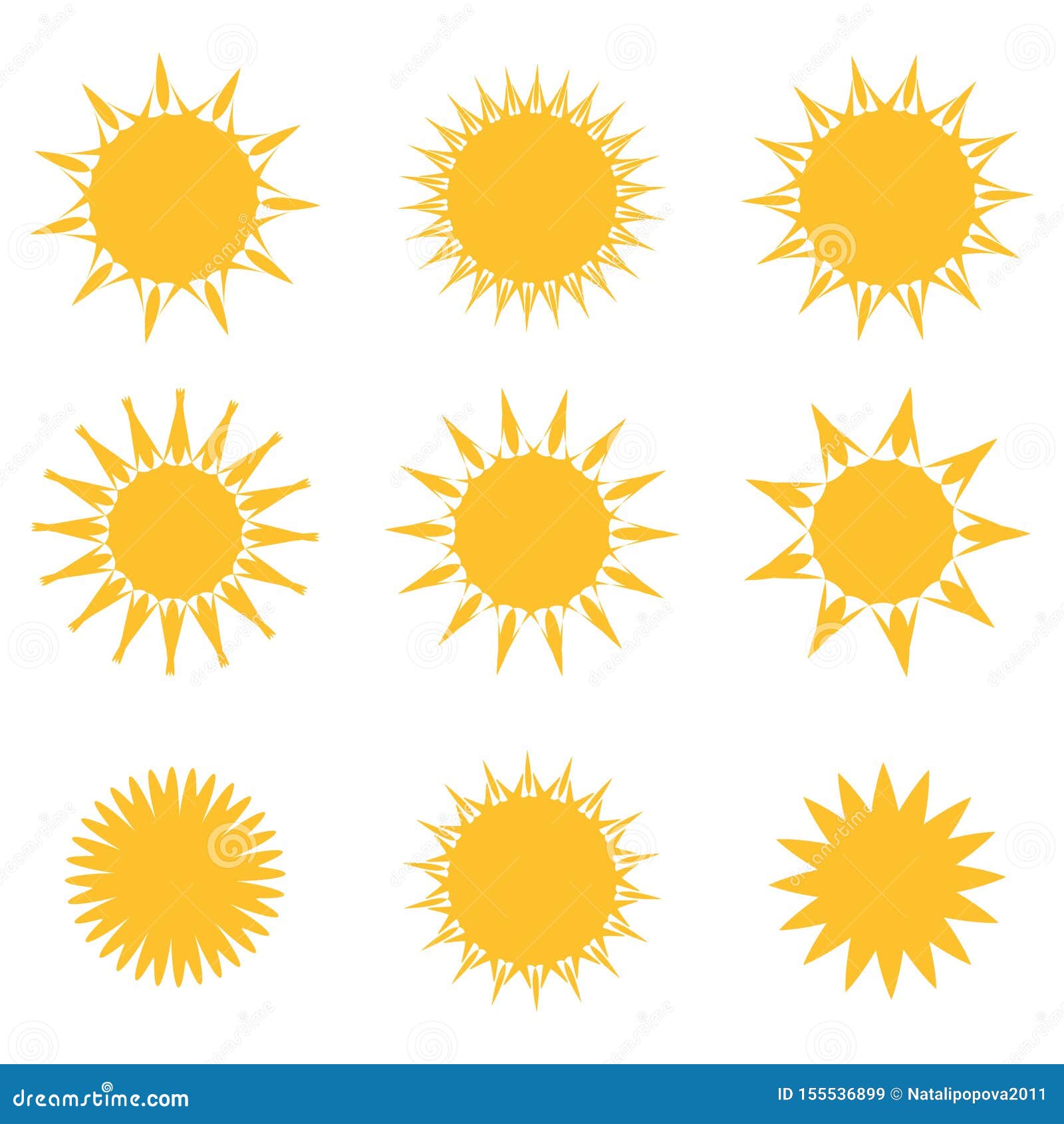 Vector set of sun symbols stock vector. Illustration of sunny - 155536899