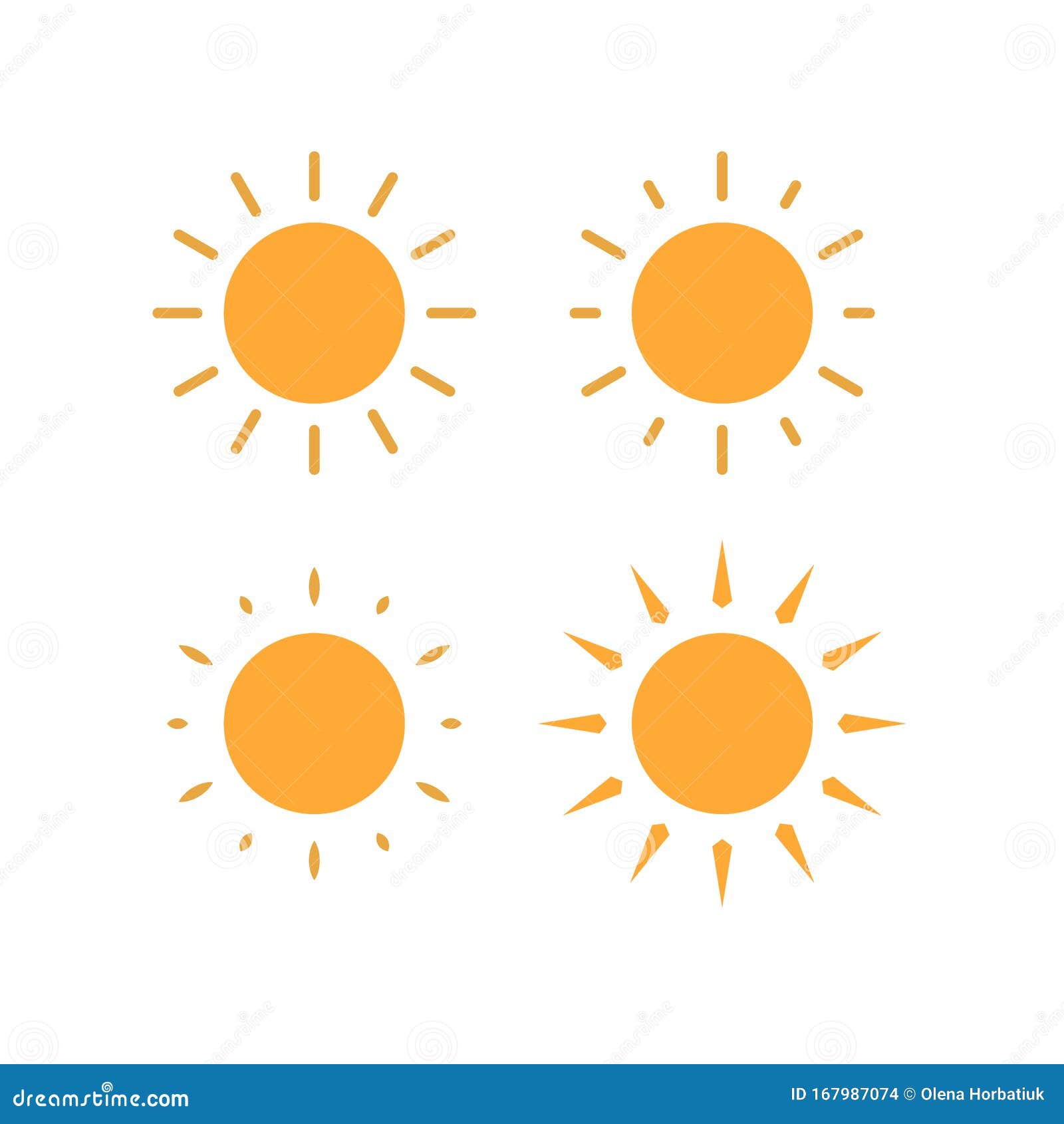 Four Painted Suns. Vector Solar Symbols Set. Royalty-Free Stock Photo ...