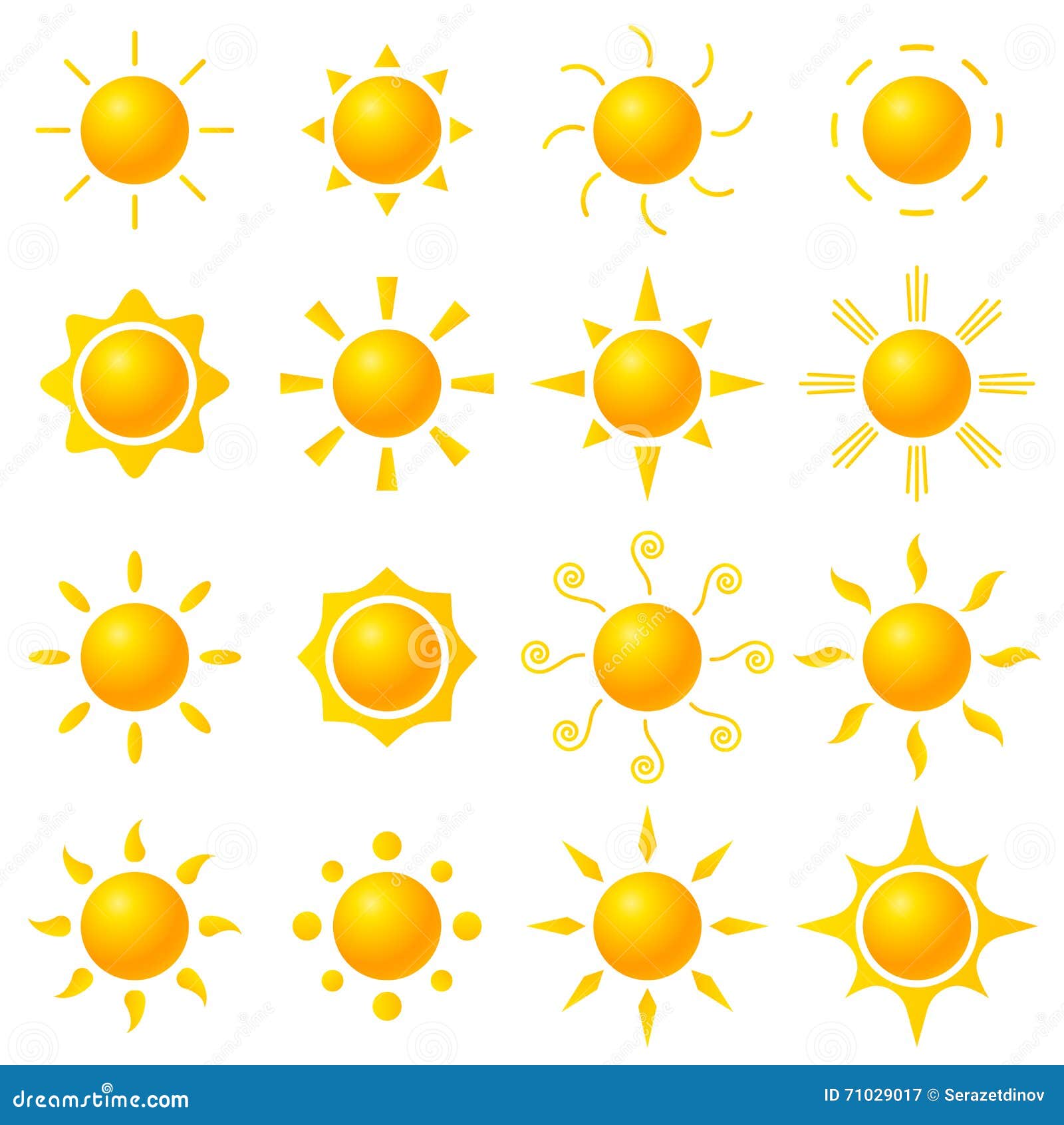 Vector set of suns stock vector. Illustration of shape - 71029017