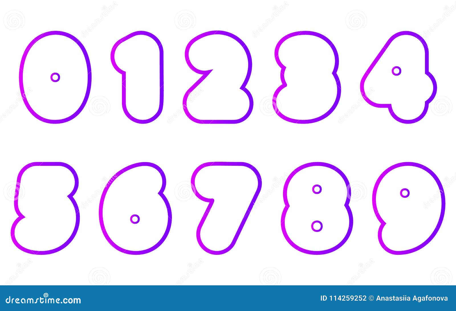 Vector Set of Super Bold Rounded Numbers Stock Vector - Illustration of ...