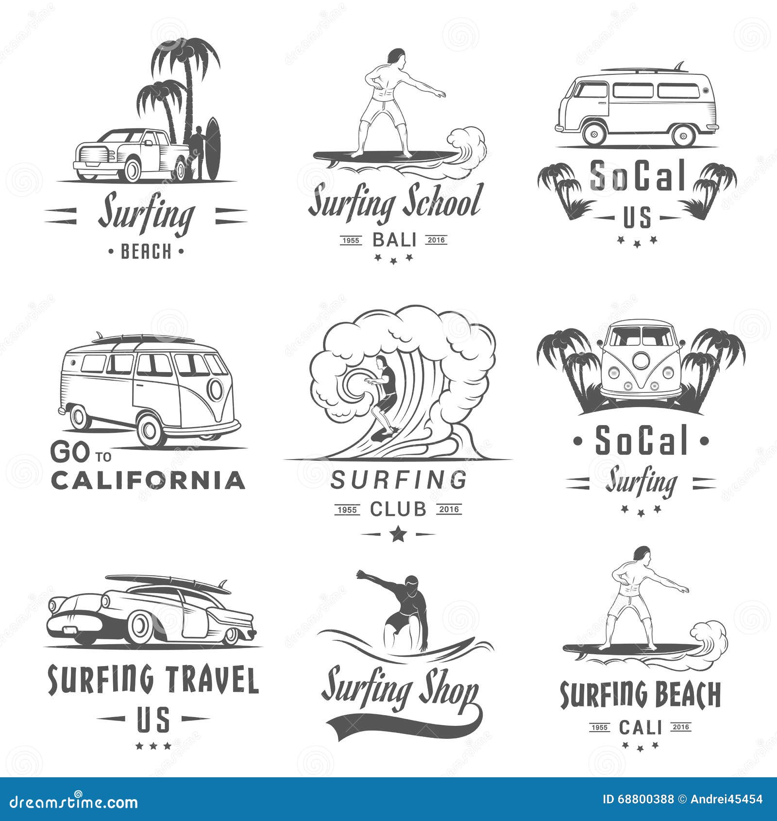 Vector Set Surf Badges, Label and Logos Stock Illustration ...