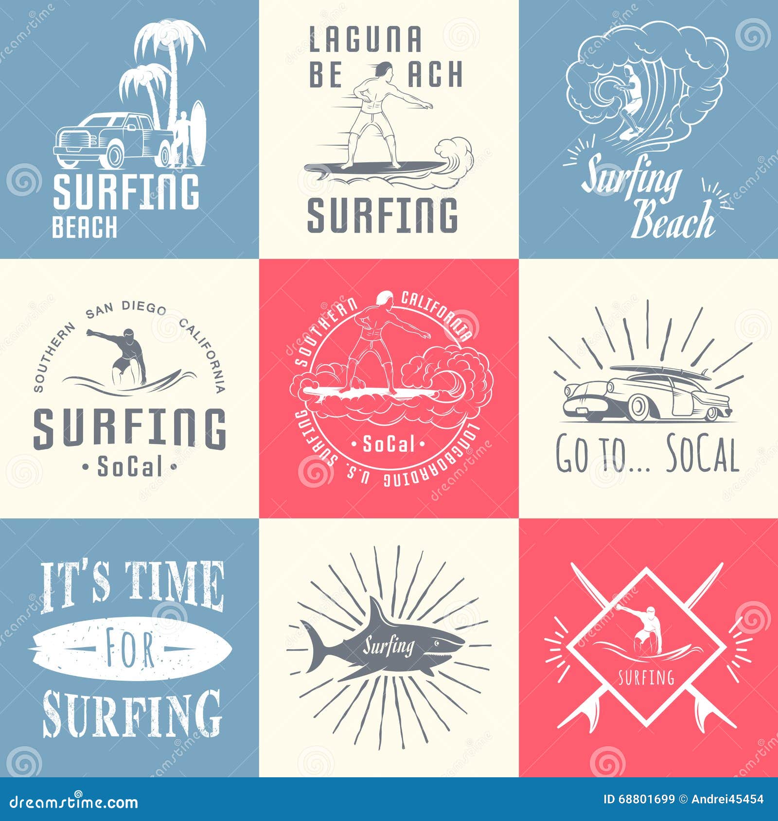 Vector Set Surf Badges, Sign and Logos Stock Illustration ...