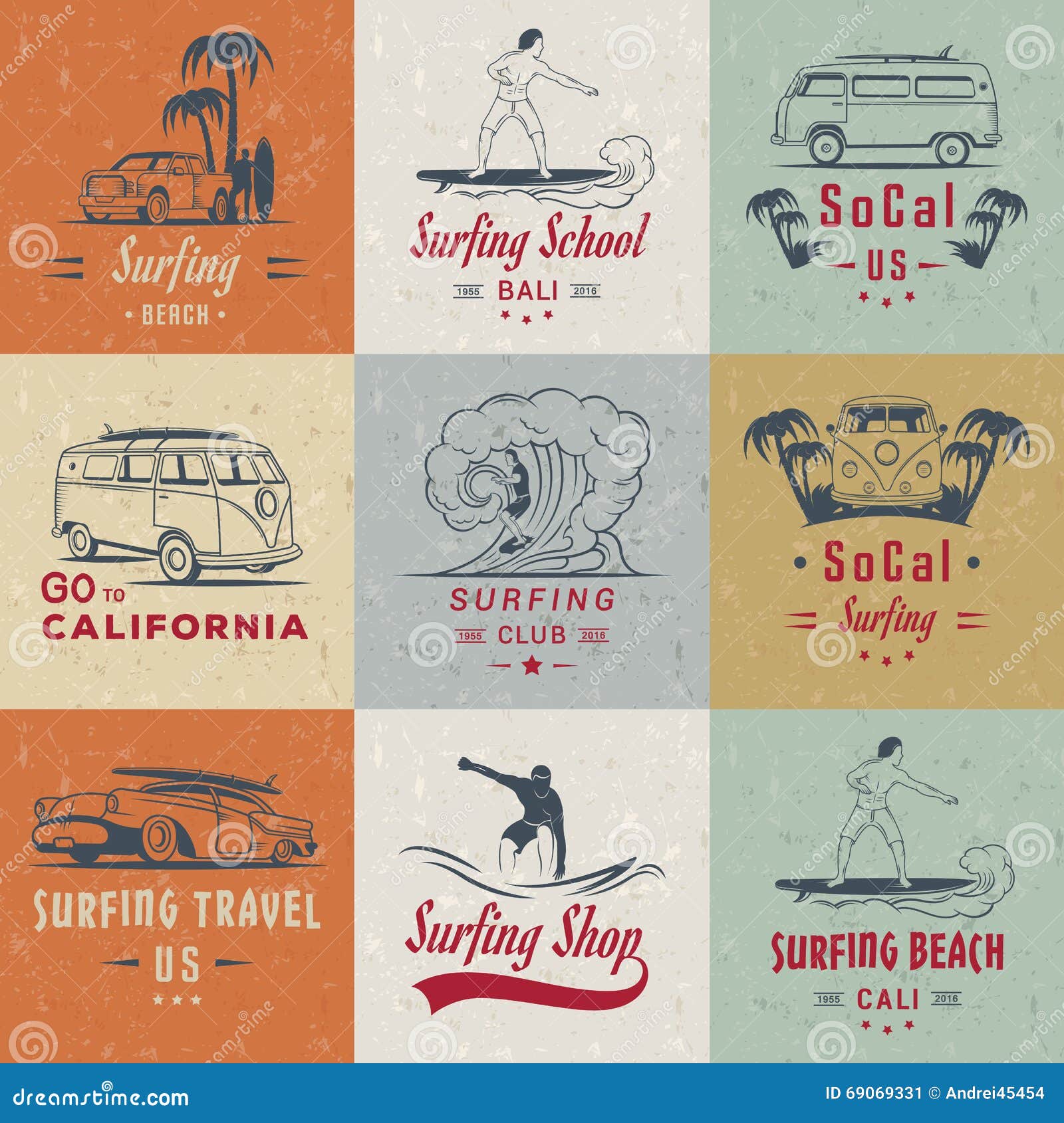 Vector Set Surf Badges, Sign and Logos Stock Illustration ...