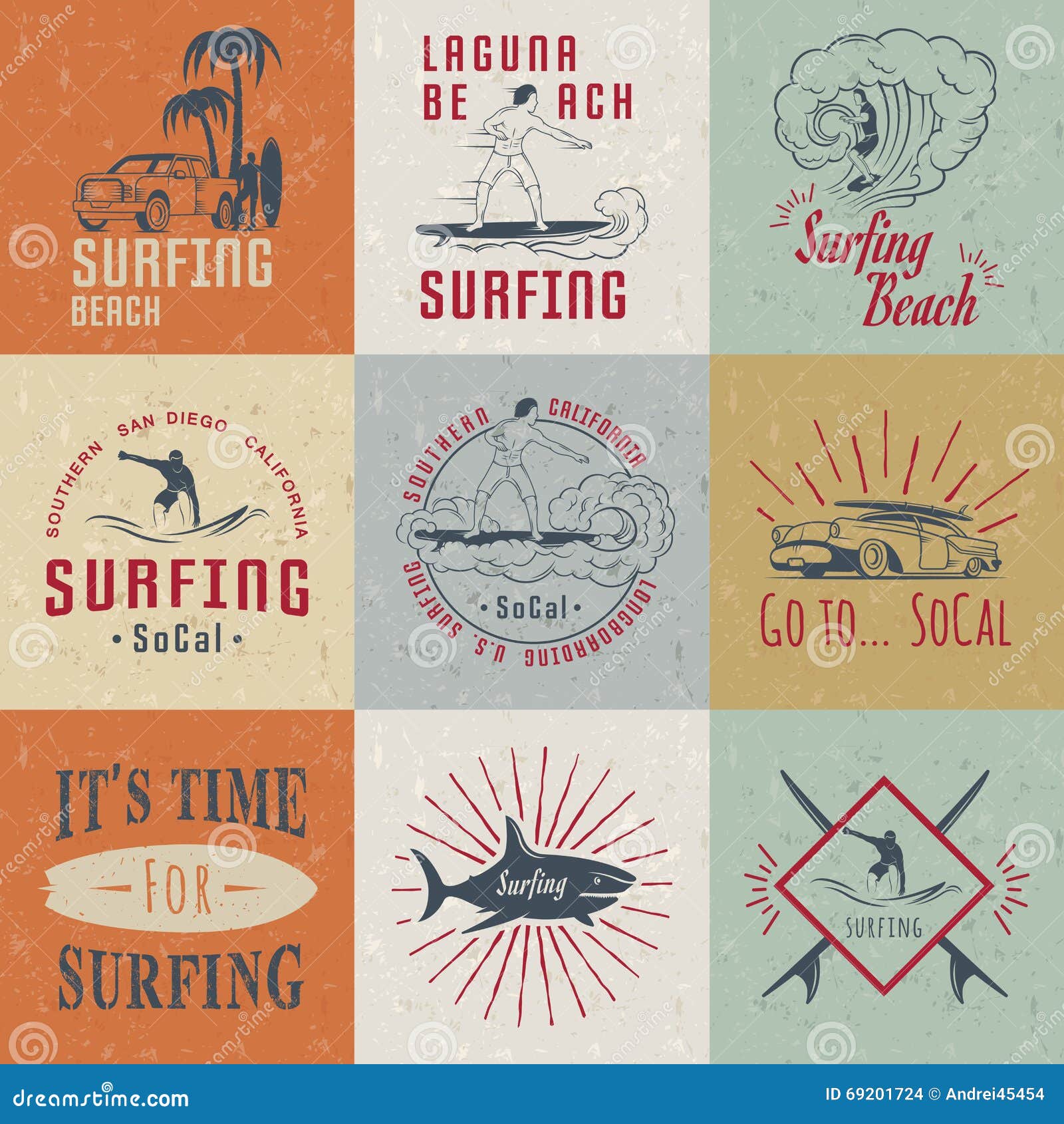 Vector Set Surf Badges, Sign and Logos Stock Illustration ...