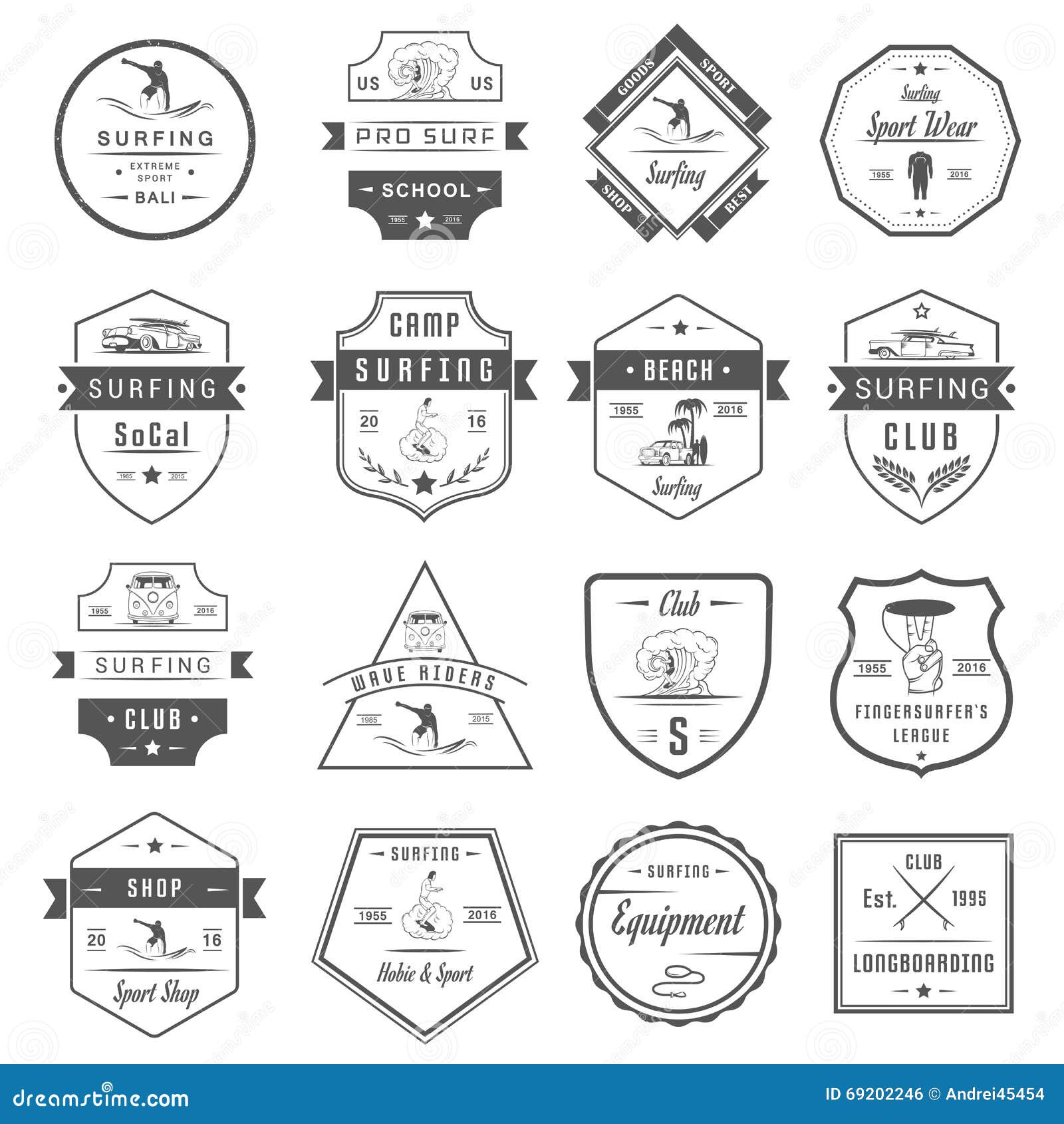 Vector Set Surf Badges, Sign and Logos Stock Illustration ...