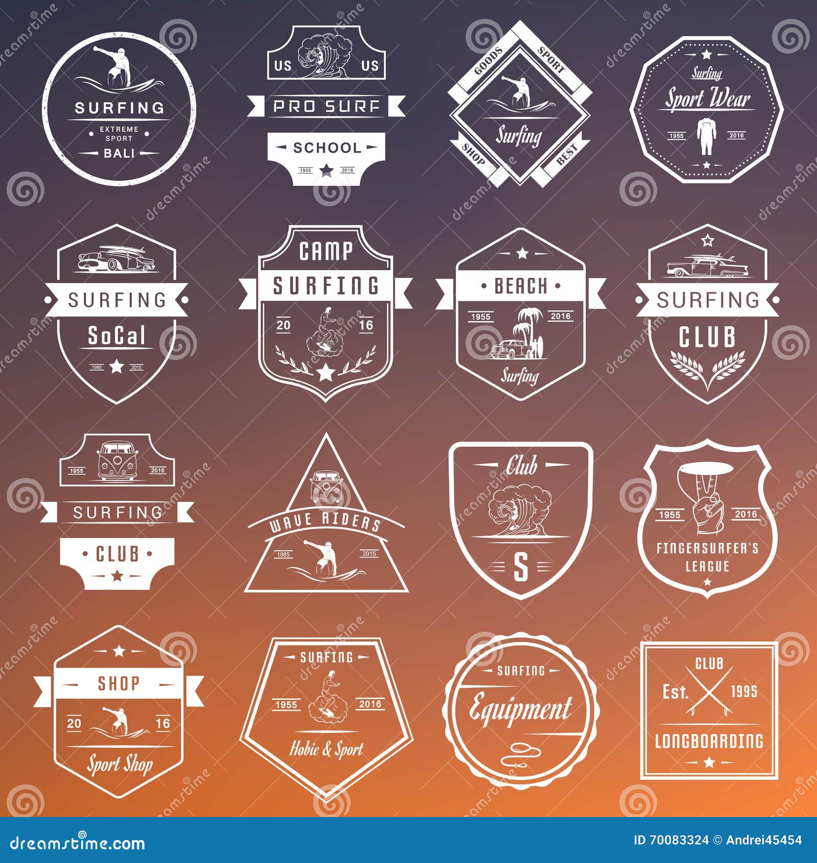 Vector Set Surf Badges, Sign and Logos Stock Illustration ...