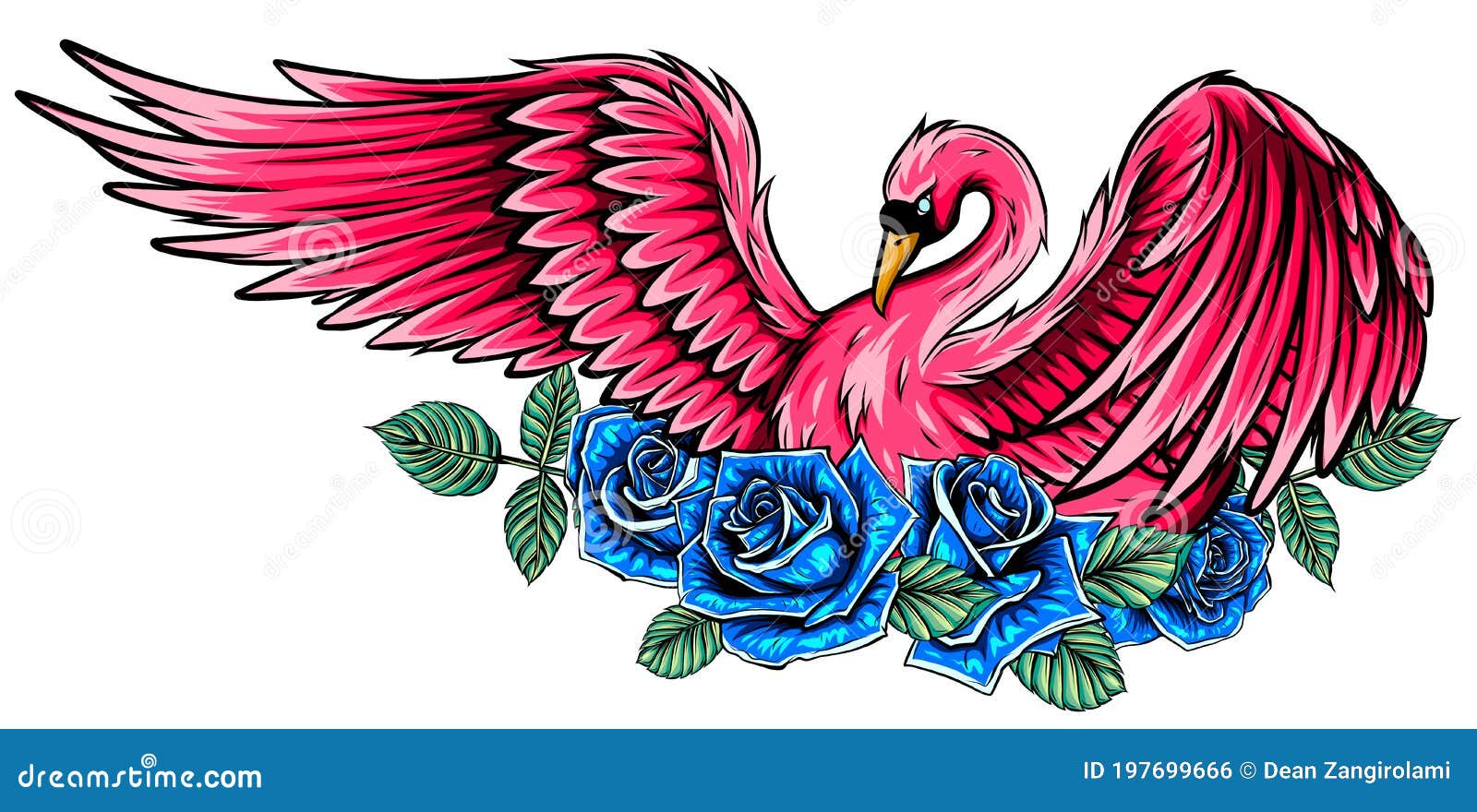 Vector Set of Swan and Roses. Vector Stock Vector - Illustration of ...