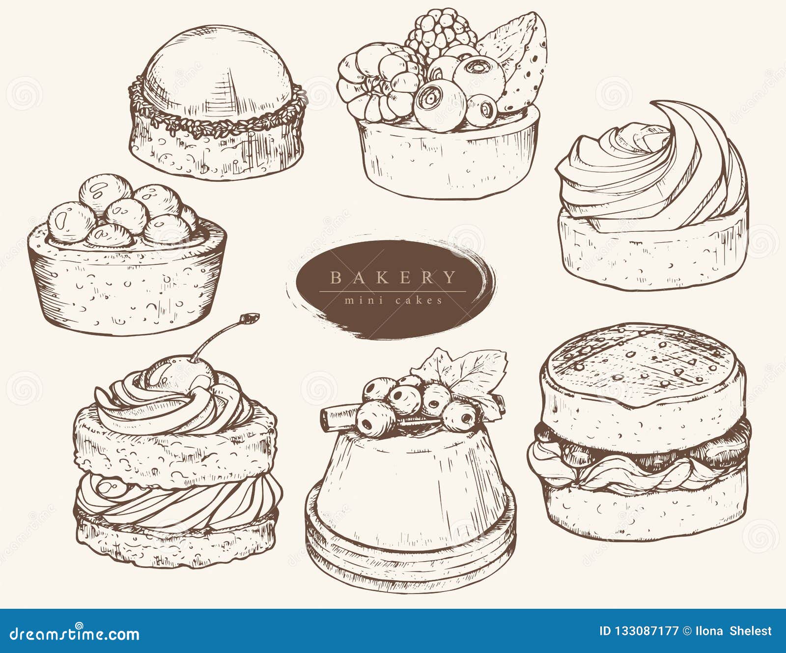 Vector Set of Assorted Pastries Stock Illustration - Illustration of ...