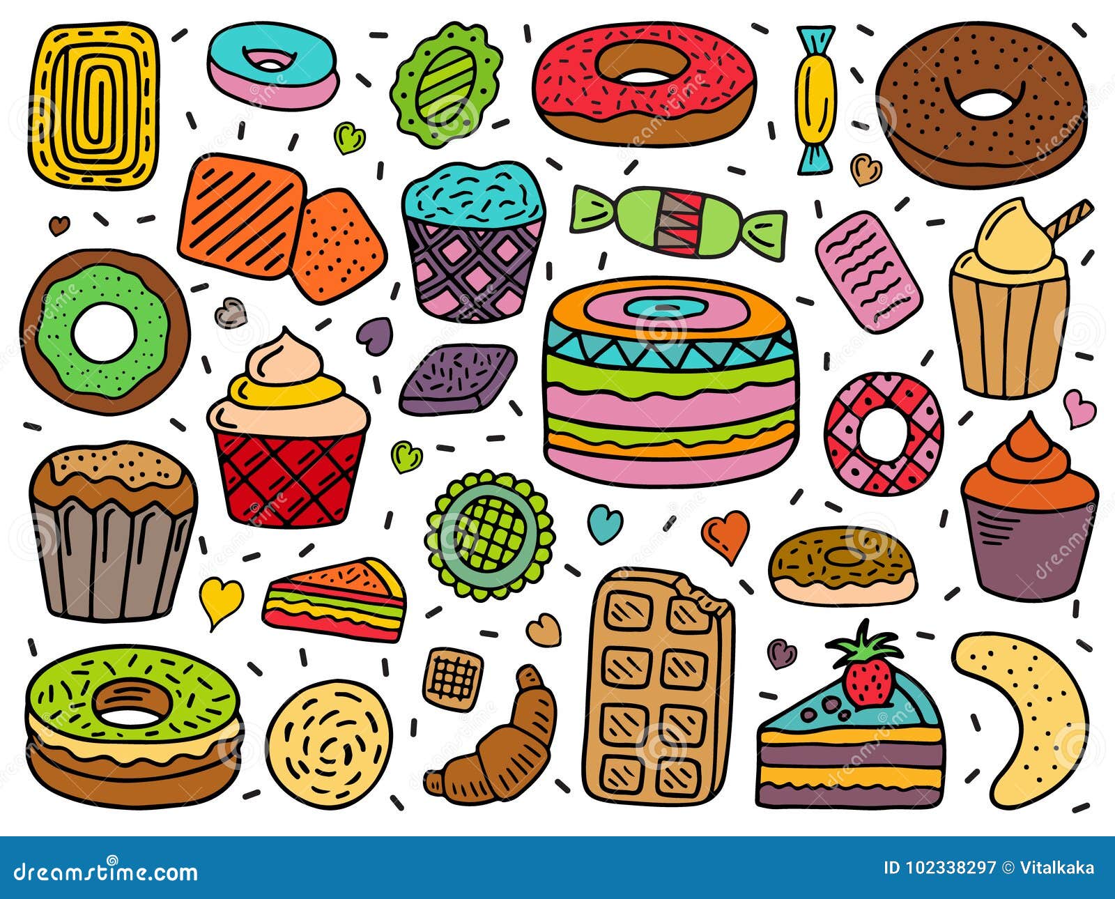 Vector set of sweets stock vector. Illustration of colored - 102338297