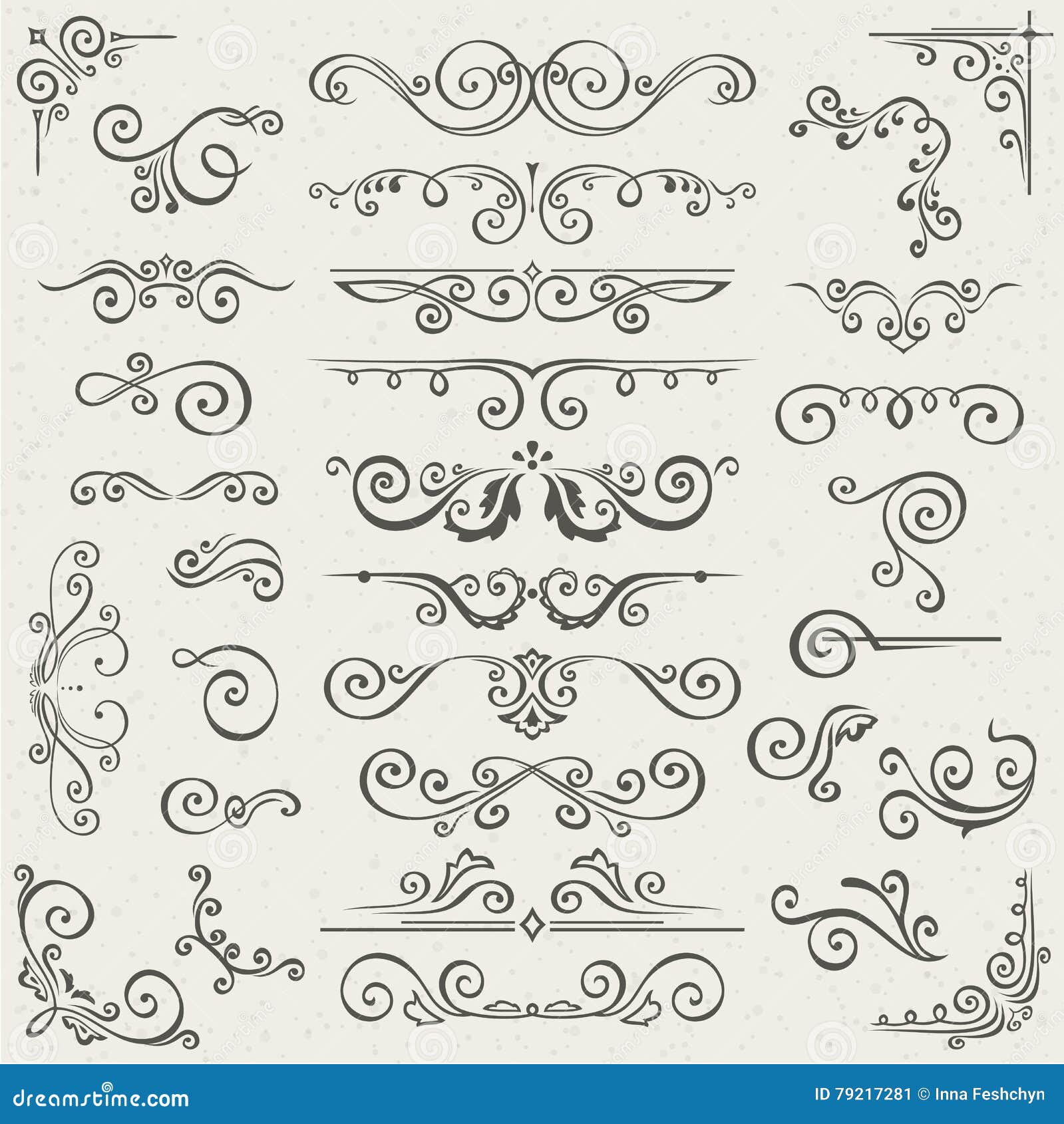 Vector Set of Swirl Elements for Design. Calligraphic Page Decoration ...