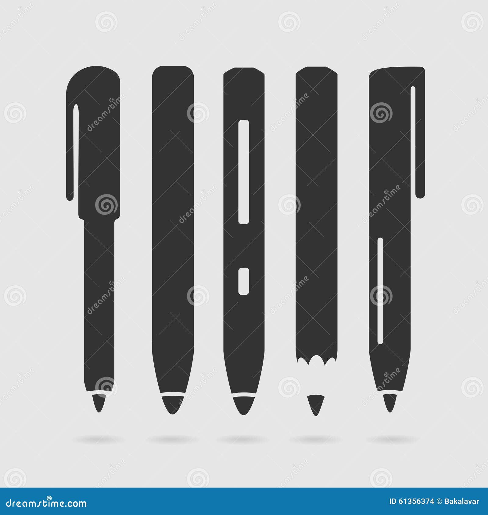 Vector Set Symbol Pen stock vector. Illustration of writing - 61356374