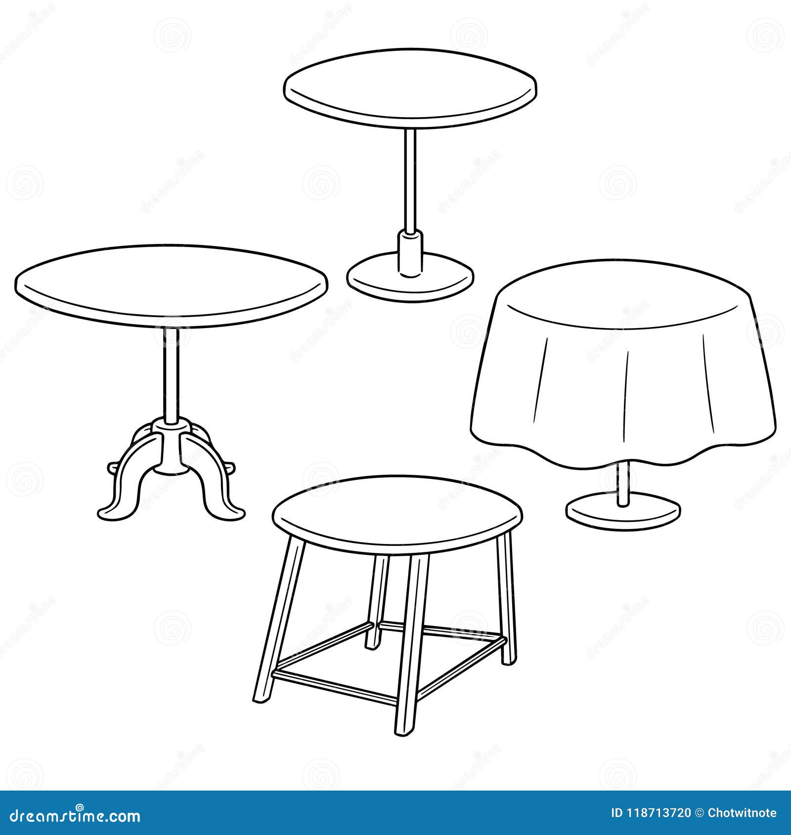 Vector set of table stock vector. Illustration of drawing - 118713720