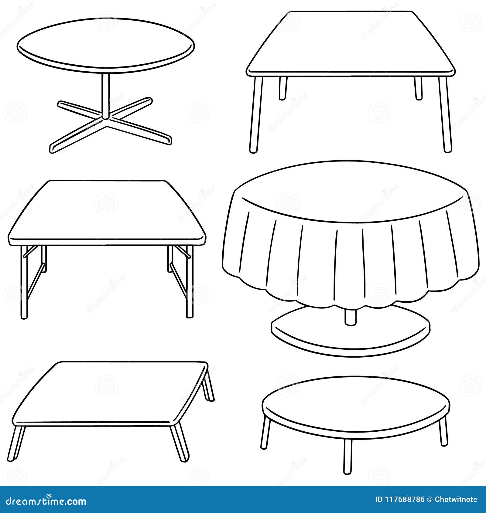 Vector set of table stock vector. Illustration of creative - 117688786