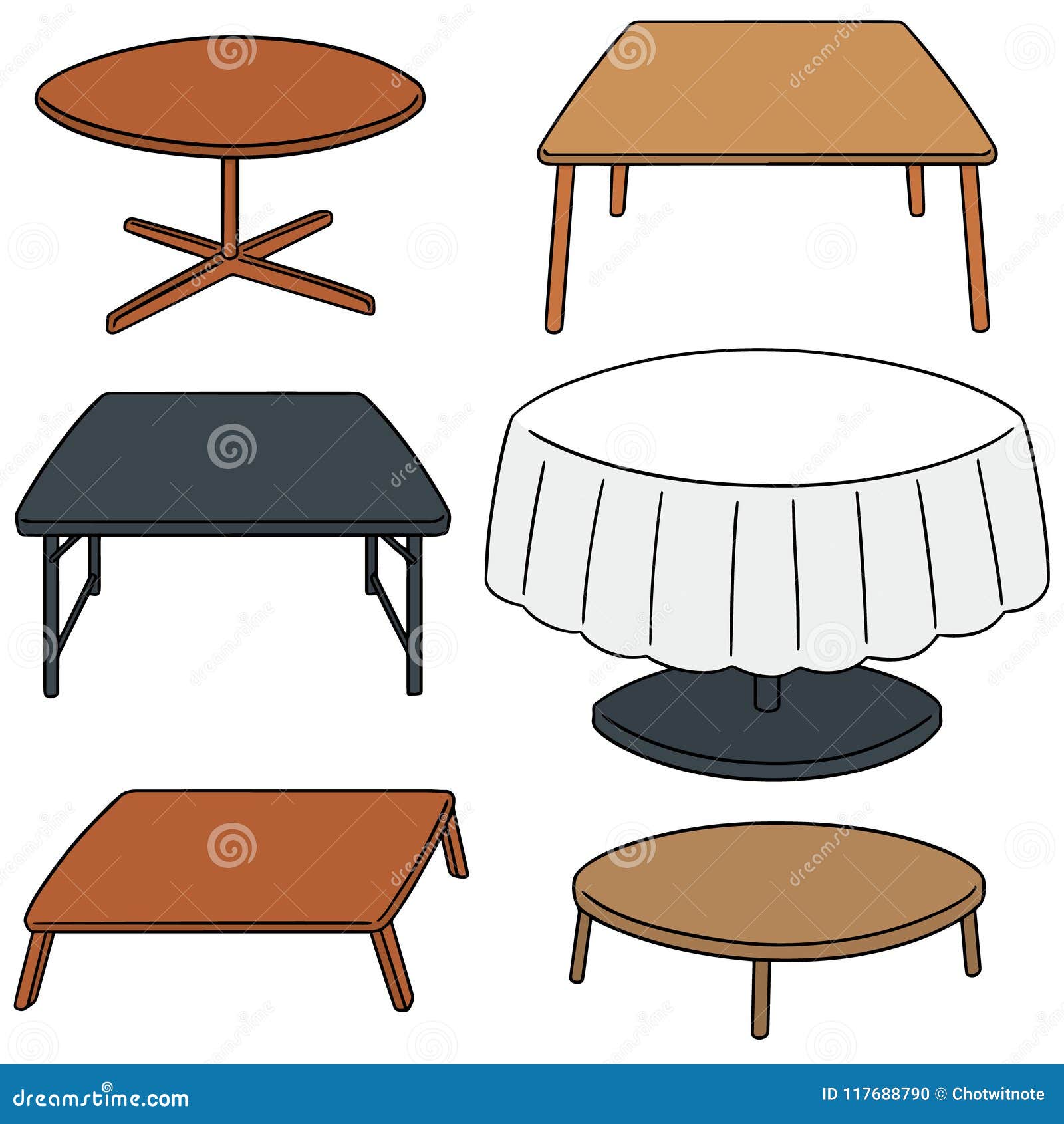 Vector set of table stock vector. Illustration of cute - 117688790