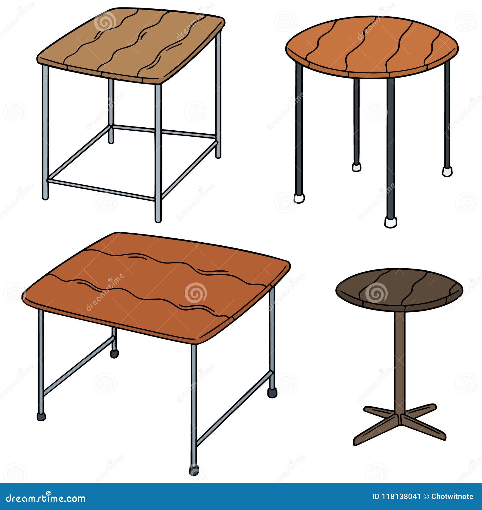 Vector set of table stock vector. Illustration of furniture - 118138041