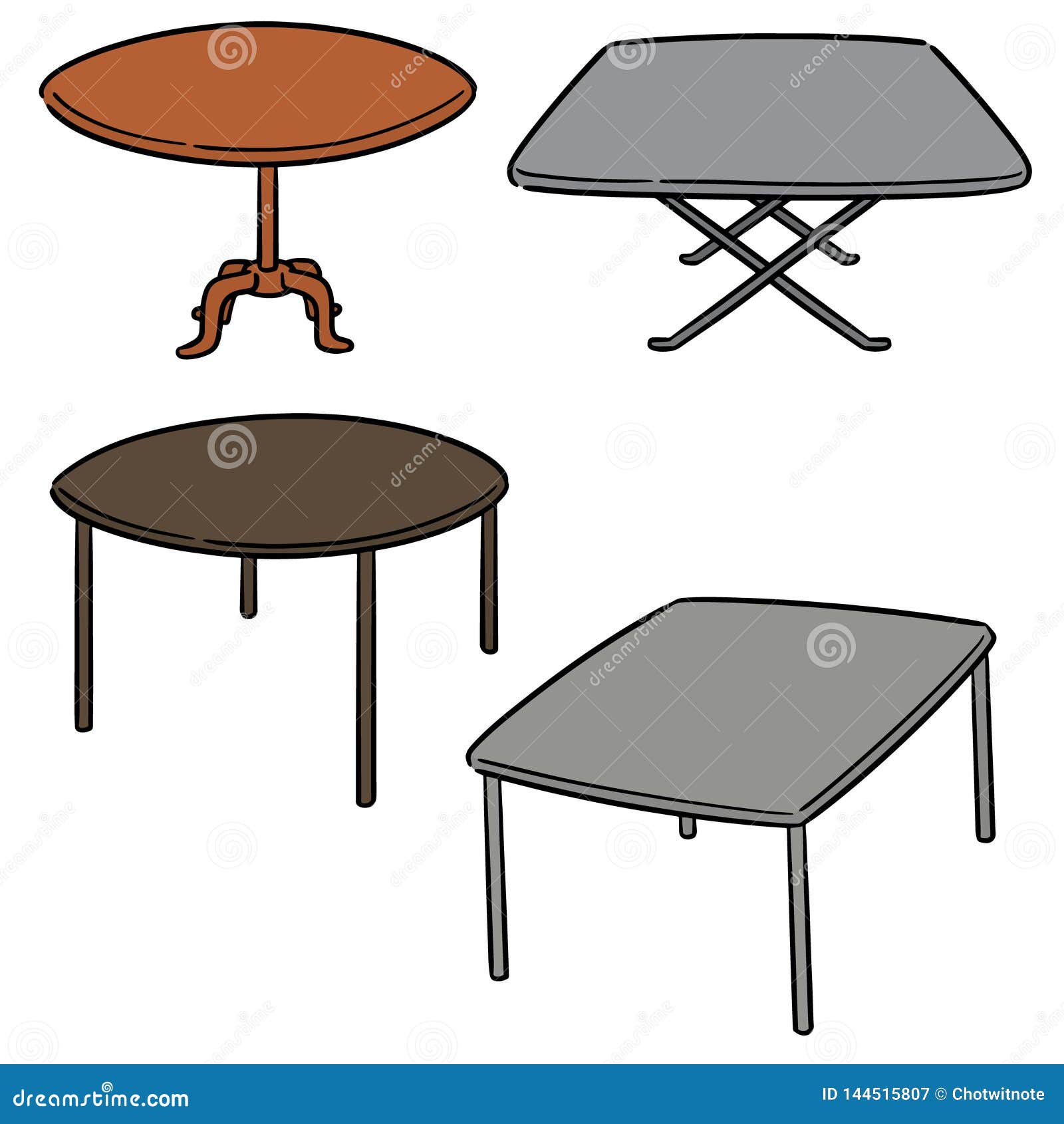 Vector set of table stock vector. Illustration of deco - 144515807